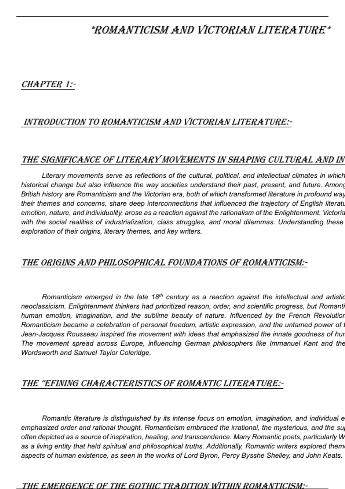 Summary A Comparative Study of Romanticism and Victorian Literature ...