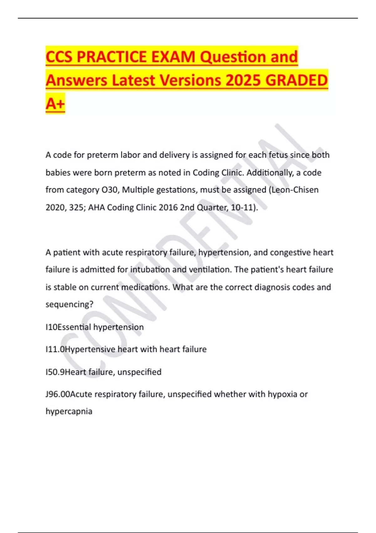 CCS PRACTICE EXAM Question and Answers Latest Versions 2025 GRADED A+ ...