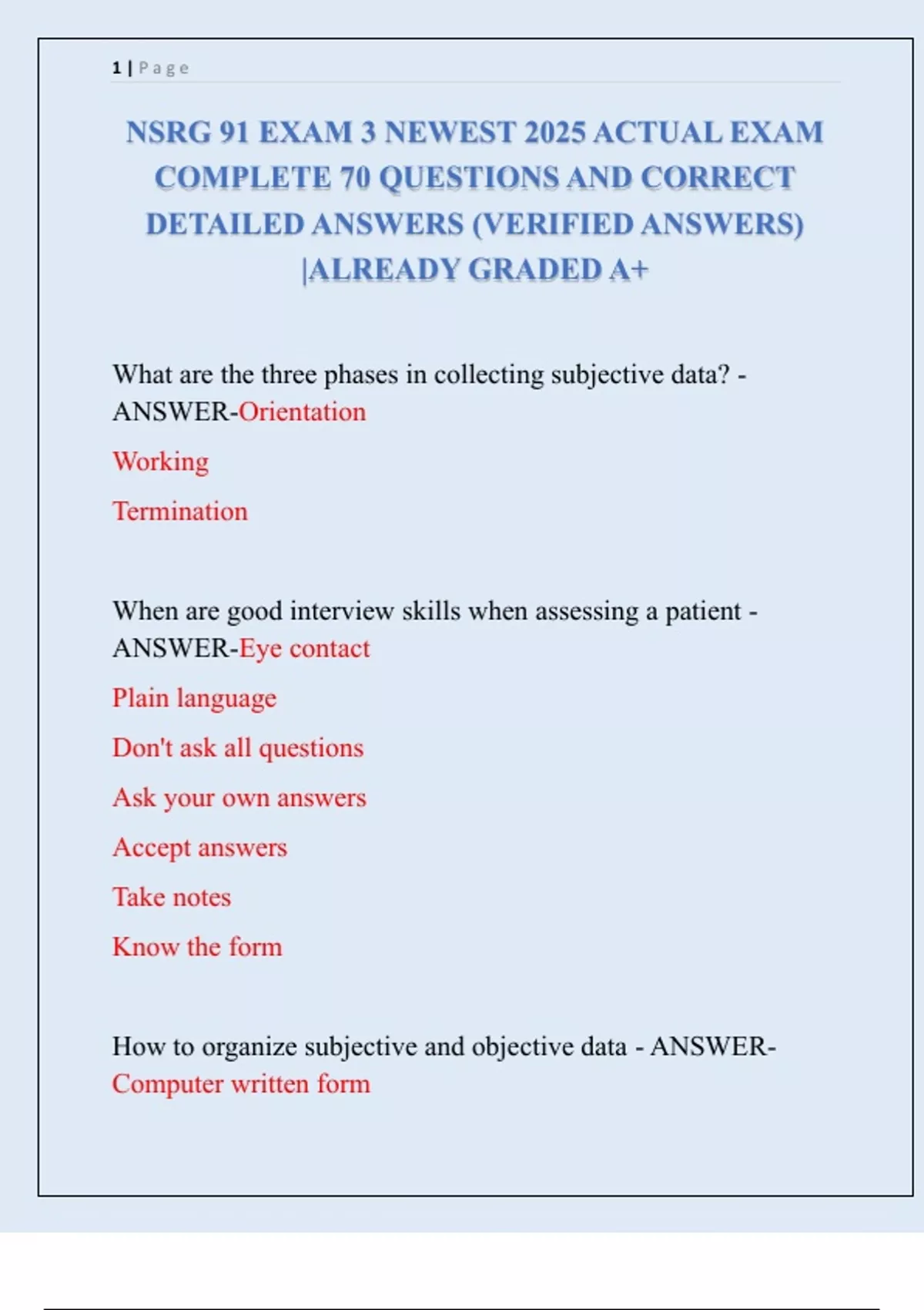 NSRG 91 TEST 2,3 AND FINAL PACKAGE DEAL NEWEST 2025 ACTUAL EXAM ...