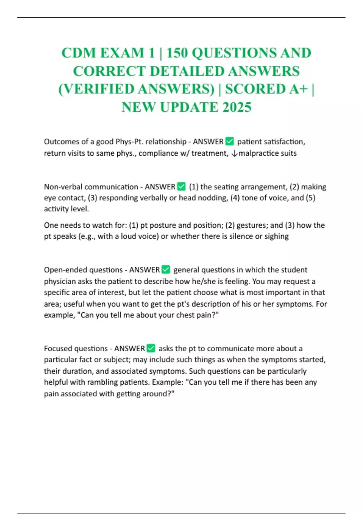 CDM EXAM 1 | 150 QUESTIONS AND CORRECT DETAILED ANSWERS (VERIFIED ANSWERS) | SCORED A+ | NEW ...