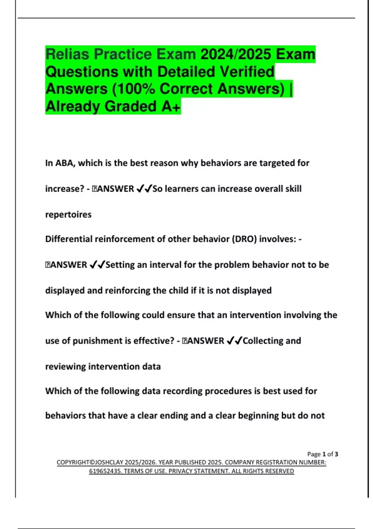 Relias Practice Exam 2024/2025 Exam Questions with Detailed Verified ...