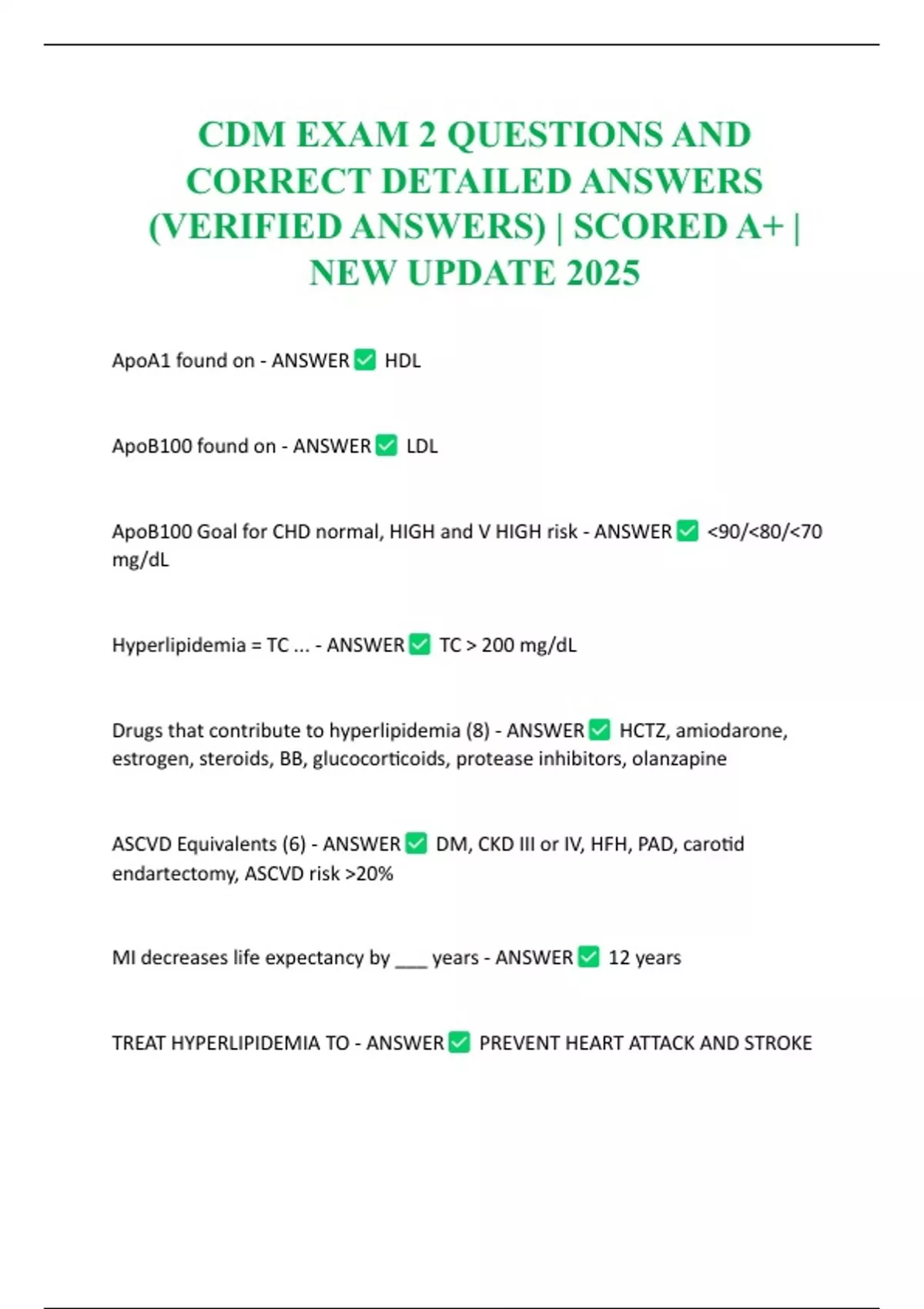 CDM EXAM 2 QUESTIONS AND CORRECT DETAILED ANSWERS (VERIFIED ANSWERS ...