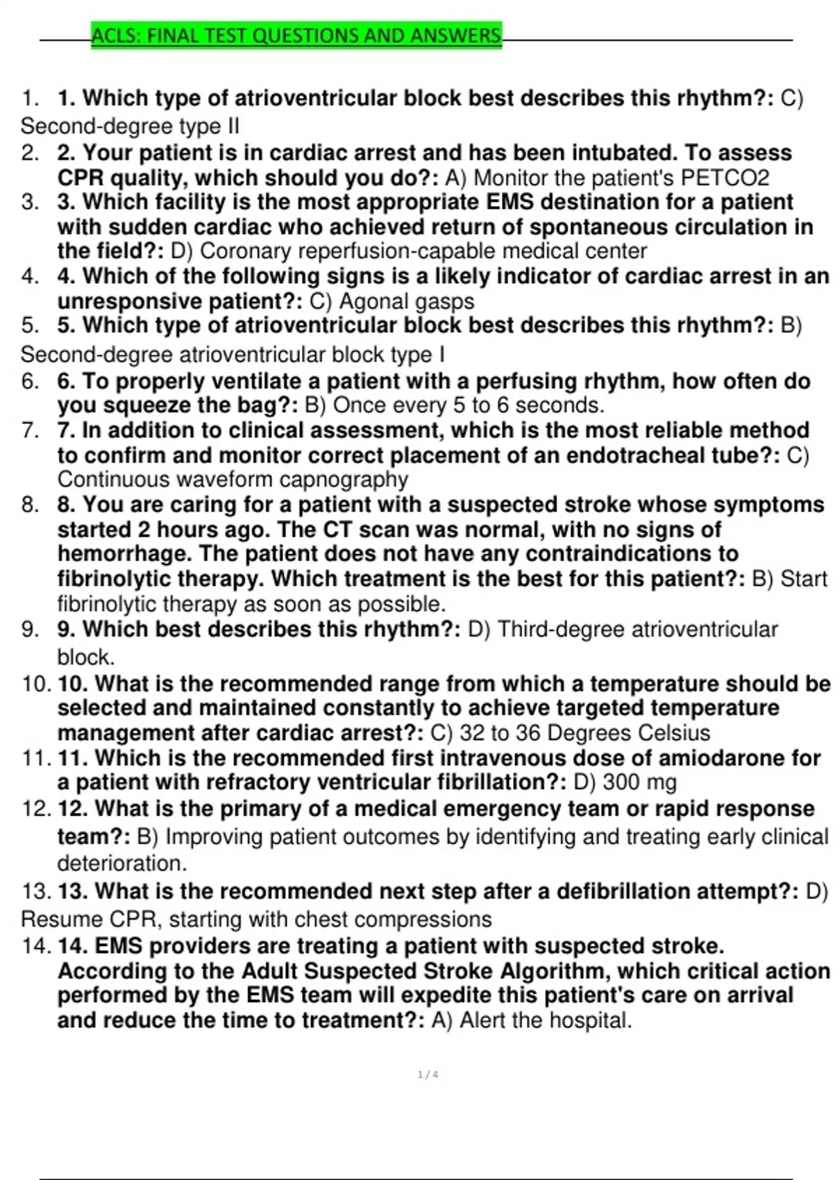 American red cross-acls-final questions and answers updated solutions ...