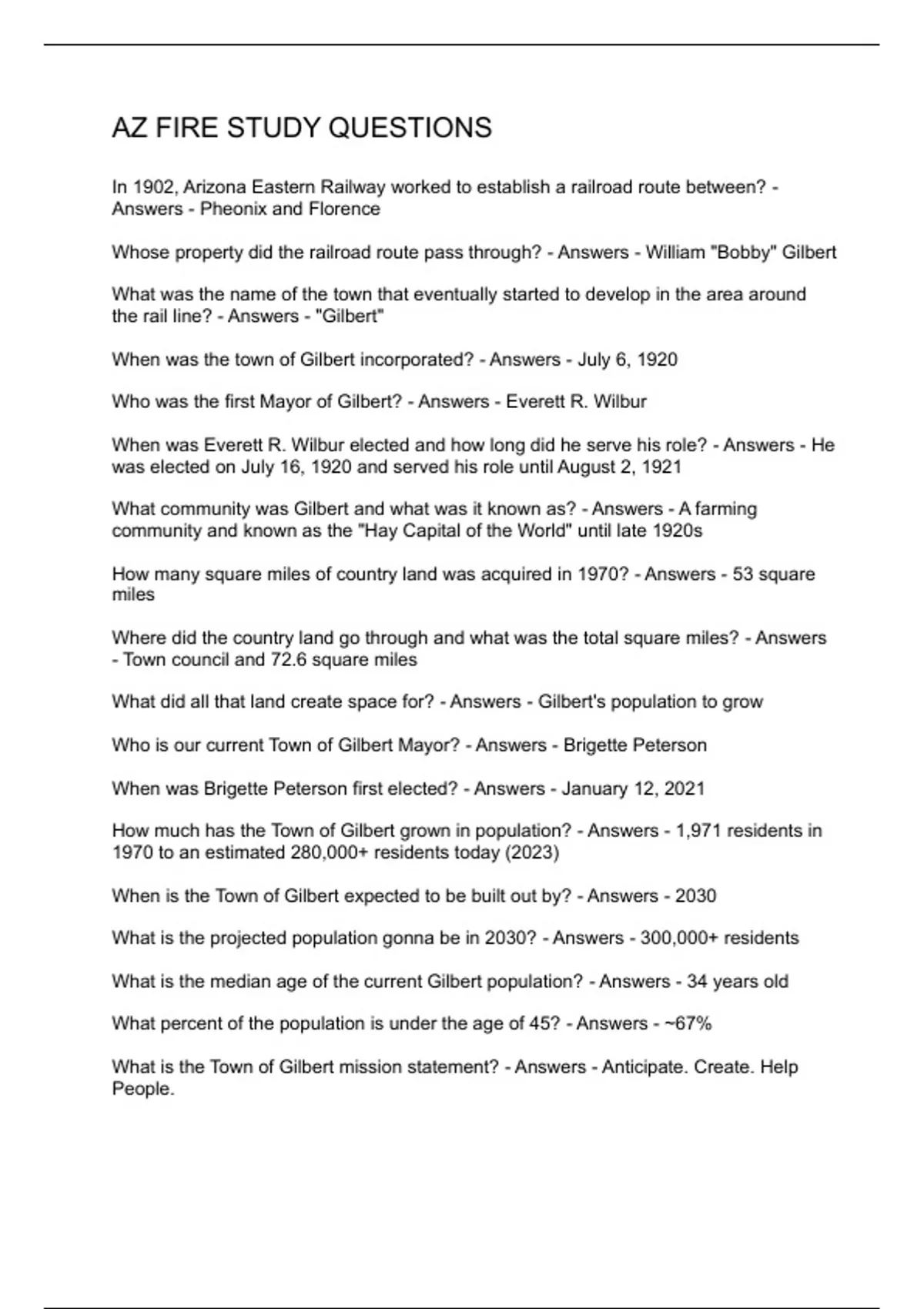 AZ FIRE STUDY QUESTIONS - AZ FIRE - Stuvia US