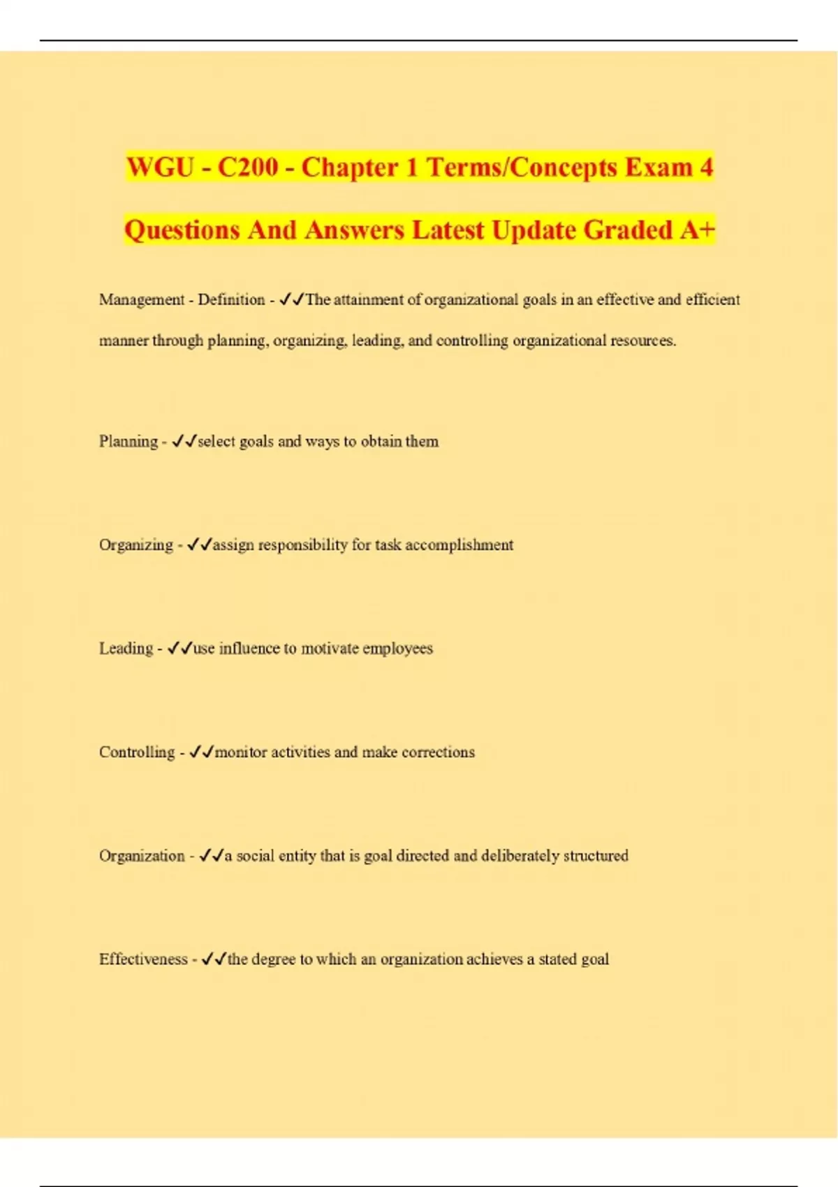 WGU - C200 - Chapter 1 Terms/Concepts Exam 4 Questions And Answers ...