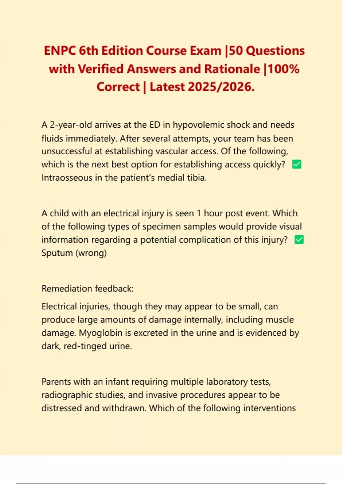 ENPC 6th Edition Course Exam |50 Questions with Verified Answers and ...