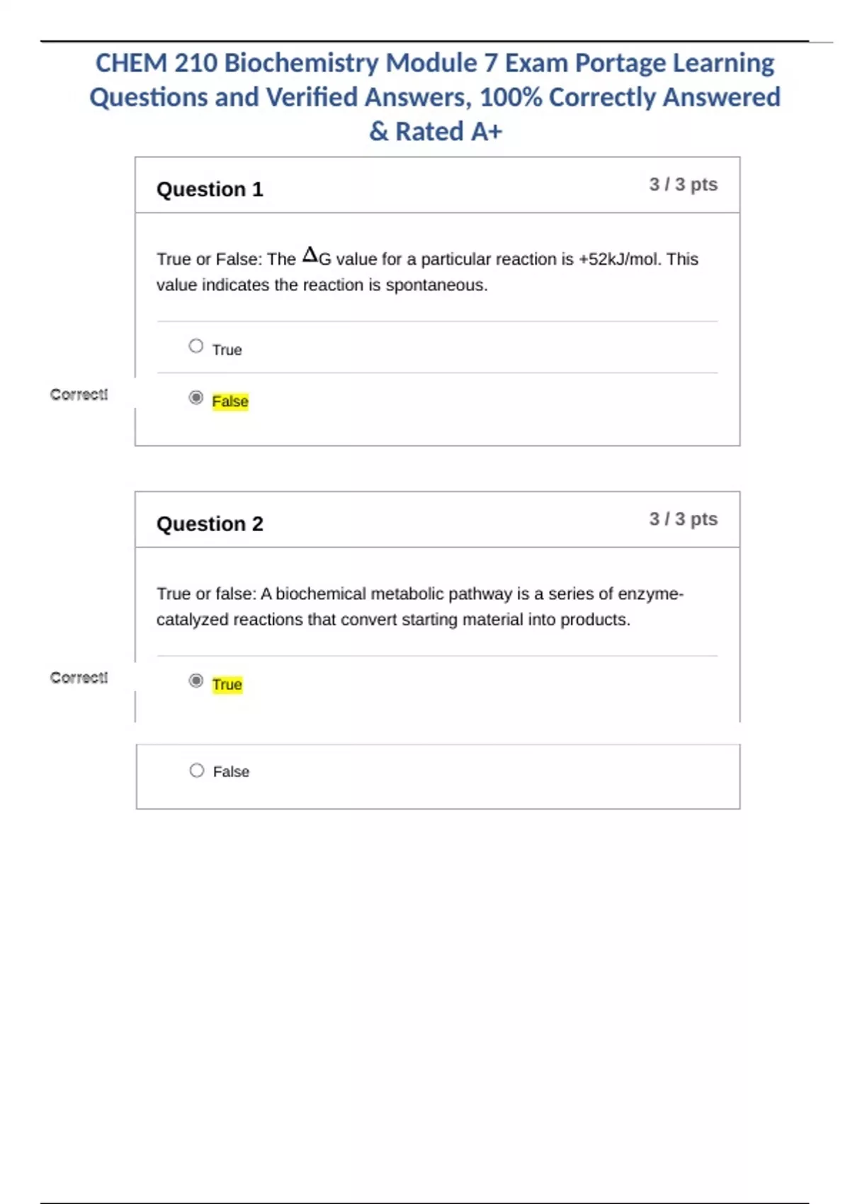 BUNDLE FOR CHEM 210 BIOCHEMISTRY MODULE 1 | MODULE 2 | MODULE 3 | MODULE 4 | MODULE 5 | MODULE 6 ...
