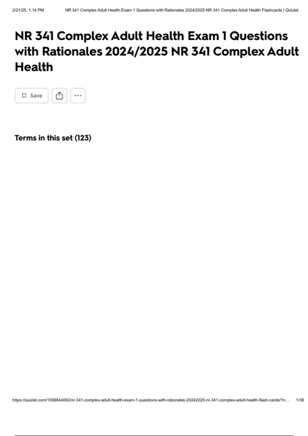 NR 341 Complex Adult Health Exam 1 Questions with Rationales 2024/2025 NR 341 Complex Adult ...