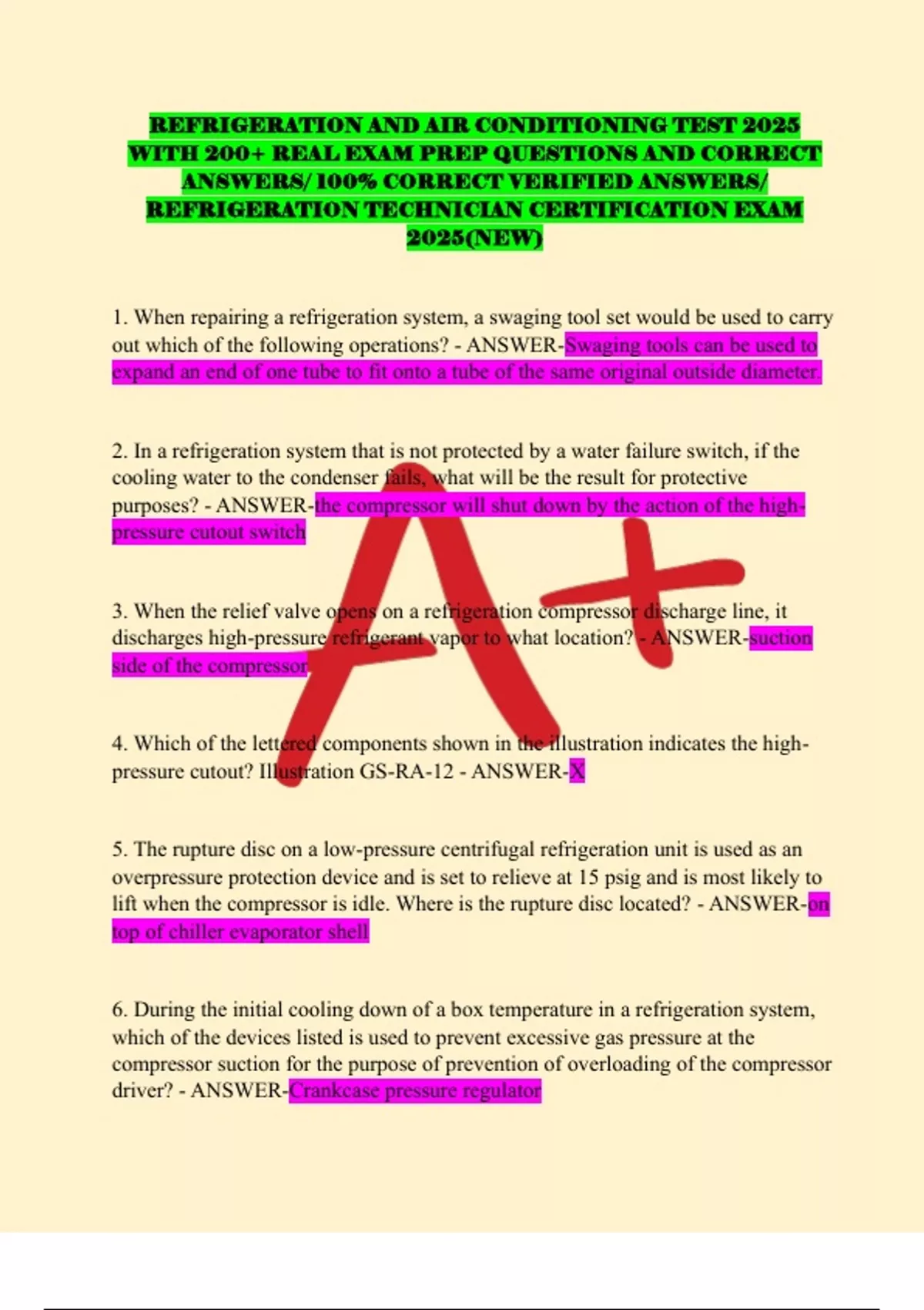 REFRIGERATION AND AIR CONDITIONING TEST 2025 WITH 200+ REAL EXAM PREP ...