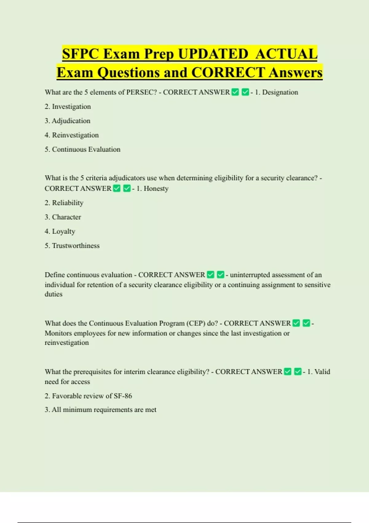 SFPC Exam Prep UPDATED ACTUAL Exam Questions and CORRECT Answers - Sfpc - Stuvia US