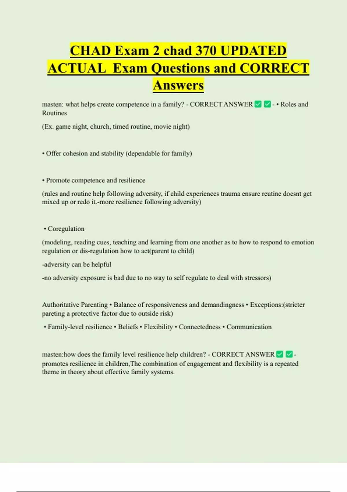 CHAD Exam 2 chad 370 UPDATED ACTUAL Exam Questions and CORRECT Answers - CHAD - Stuvia US