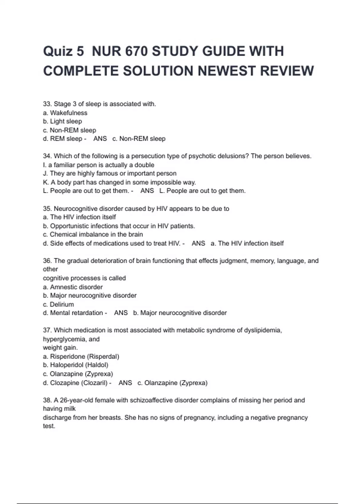 NUR 670 STUDY GUIDE WITH COMPLETE SOLUTION NEWEST REVIEW - NUR 670 ...