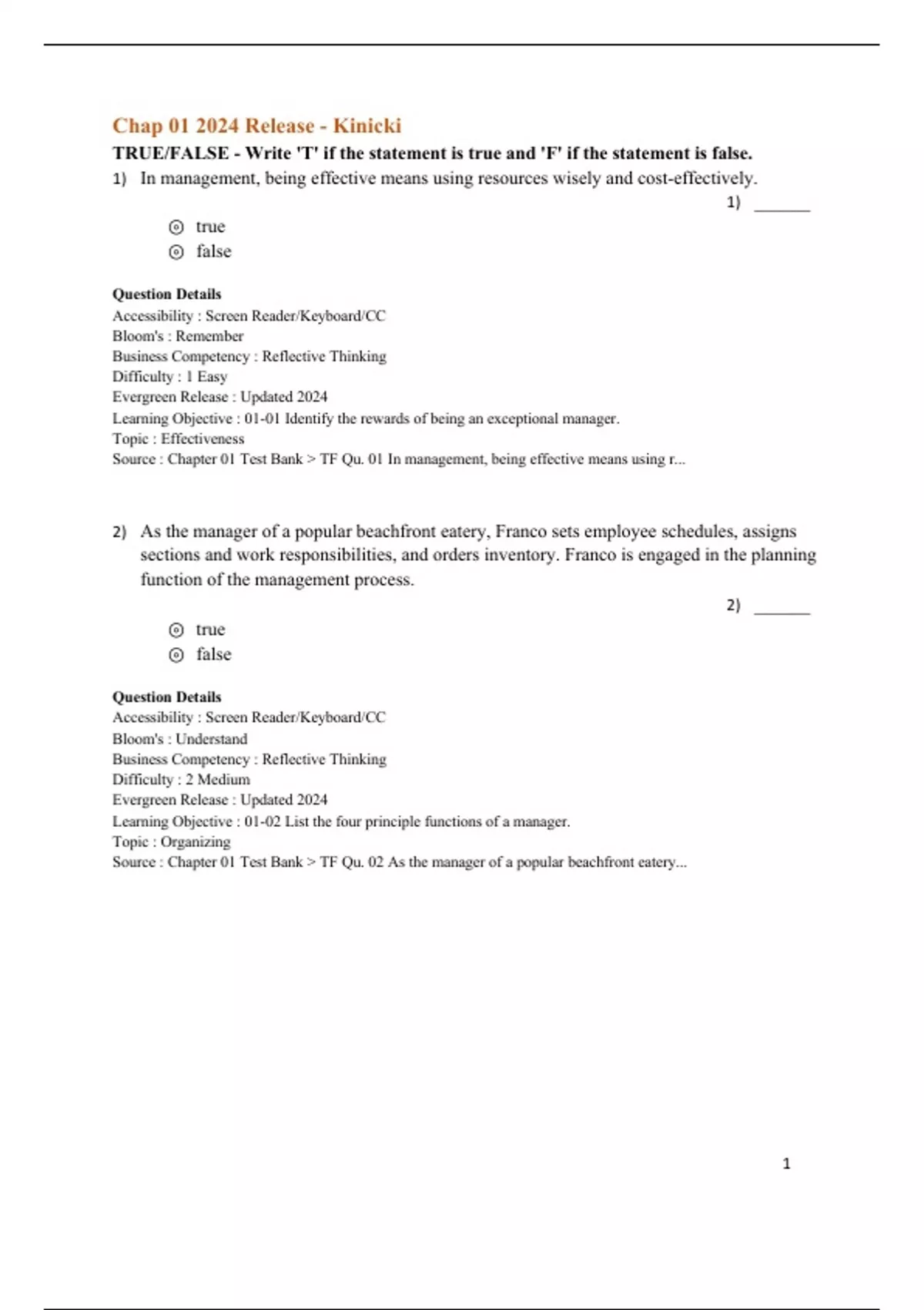 Test Bank for Management: A Practical Introduction, 2024 Release 10th ...