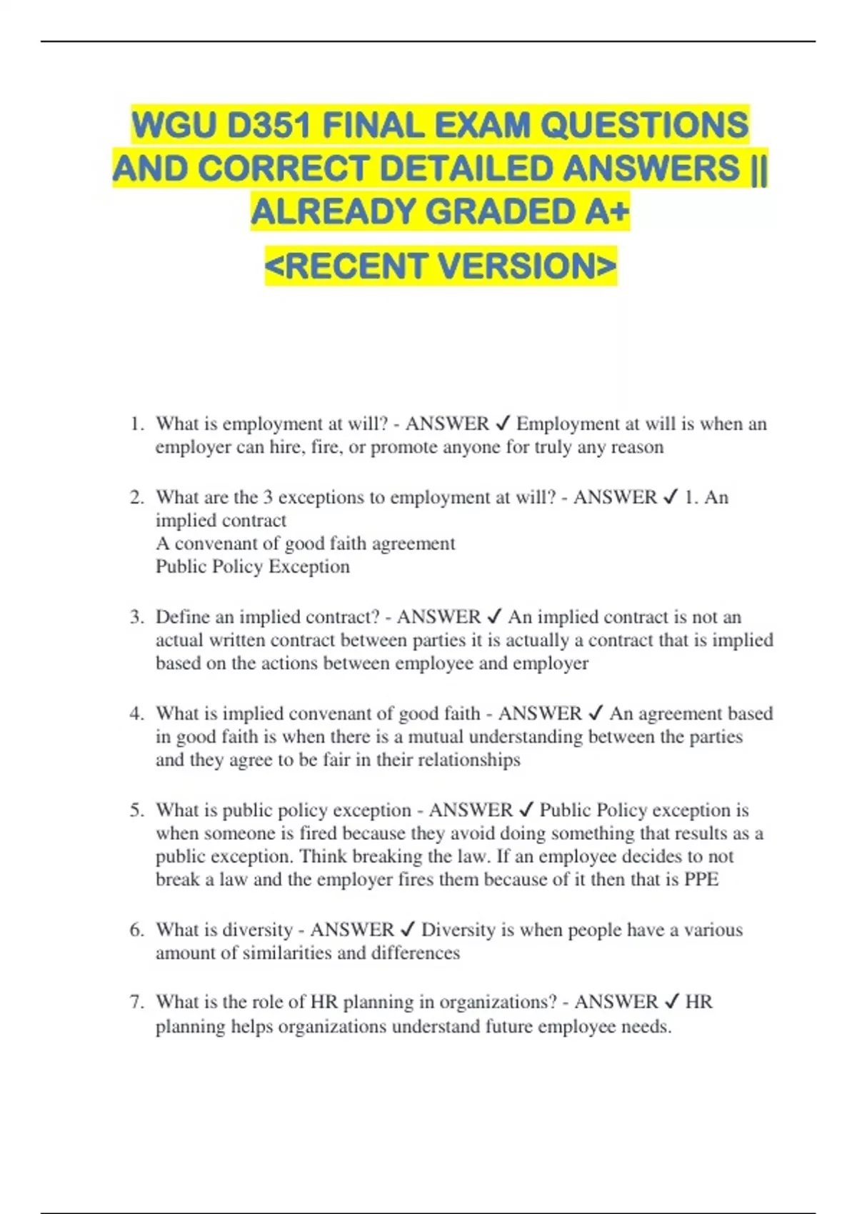 WGU D351 FINAL EXAM QUESTIONS AND CORRECT DETAILED ANSWERS || ALREADY ...