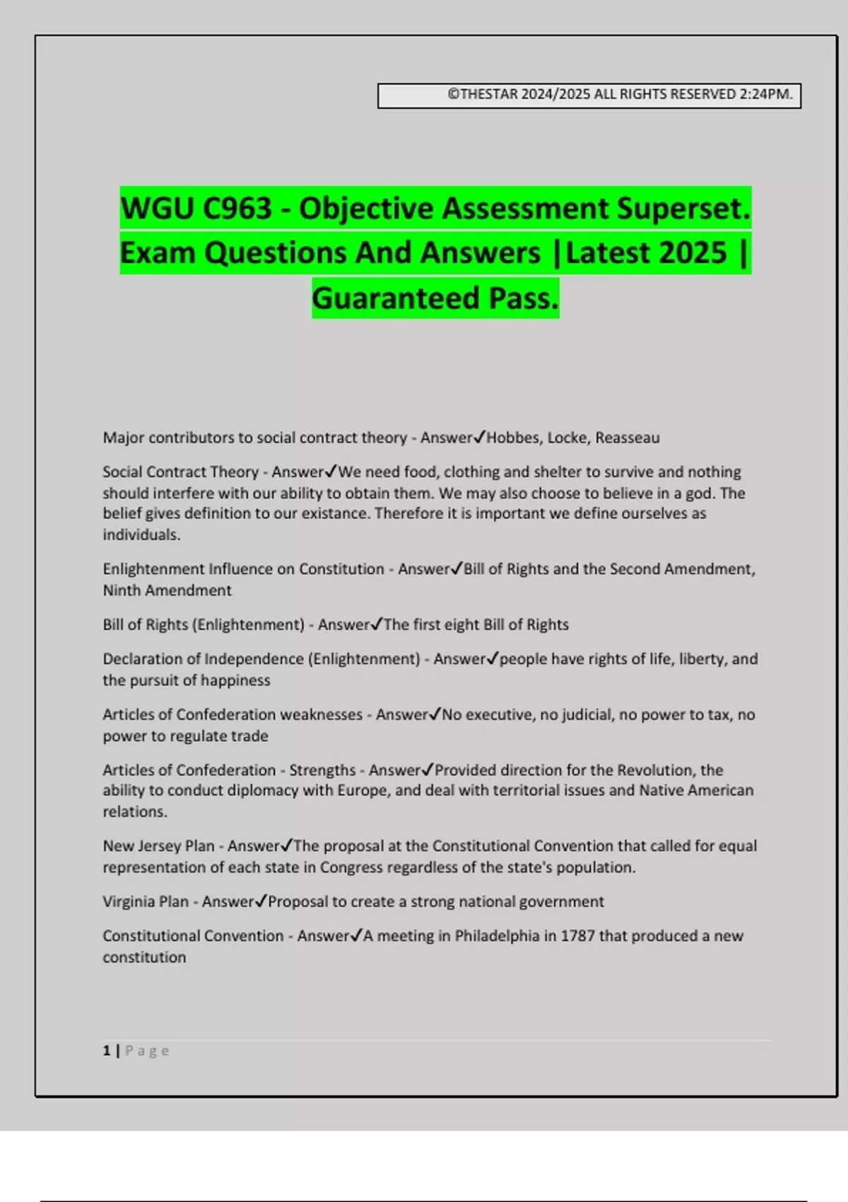 WGU C963 - Objective Assessment Superset. Exam Questions And Answers ...