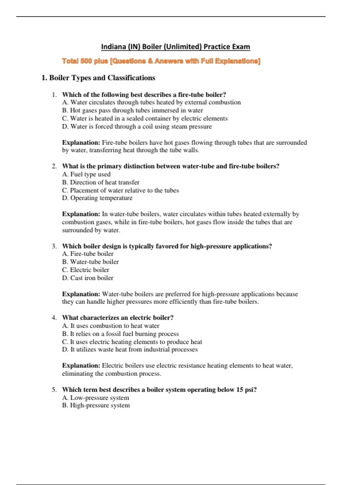 Indiana (IN) Boiler (Unlimited) Practice Exam - Computers - Stuvia US