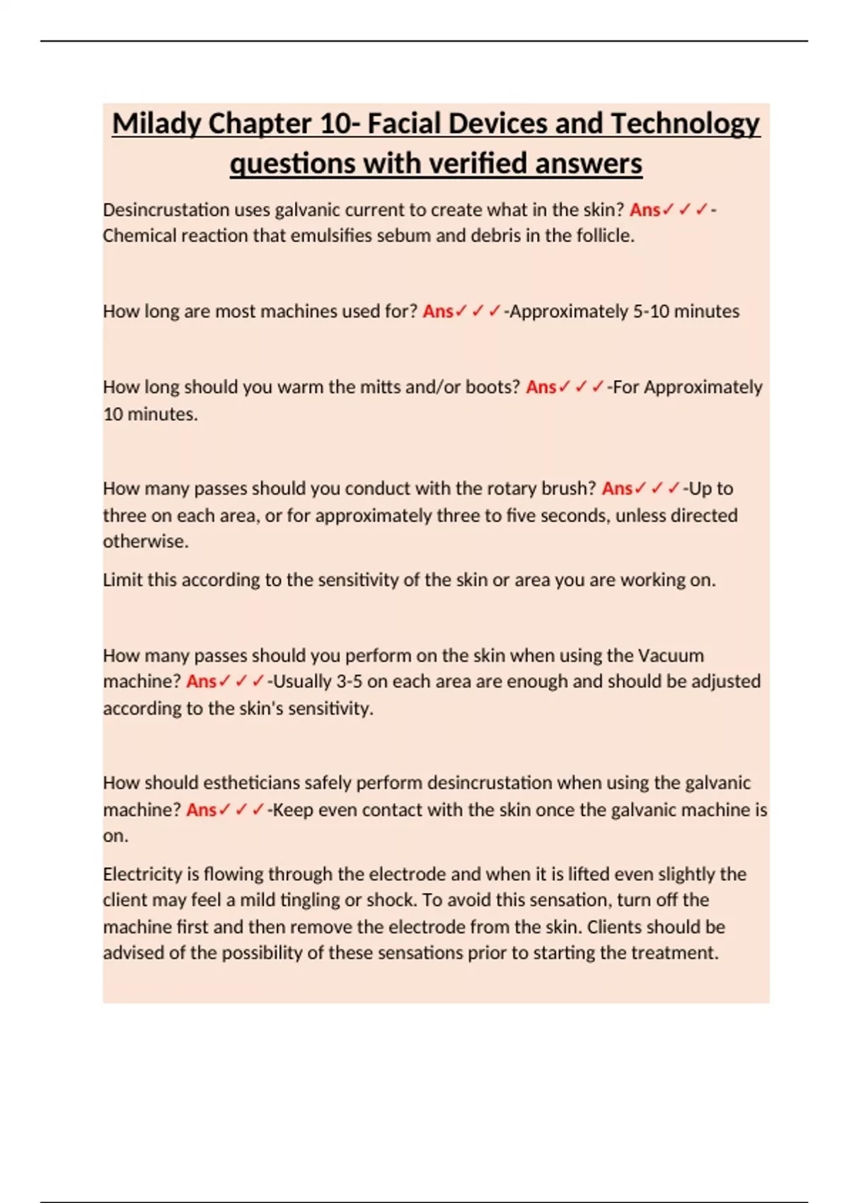 Milady Chapter 10- Facial Devices and Technology questions with ...