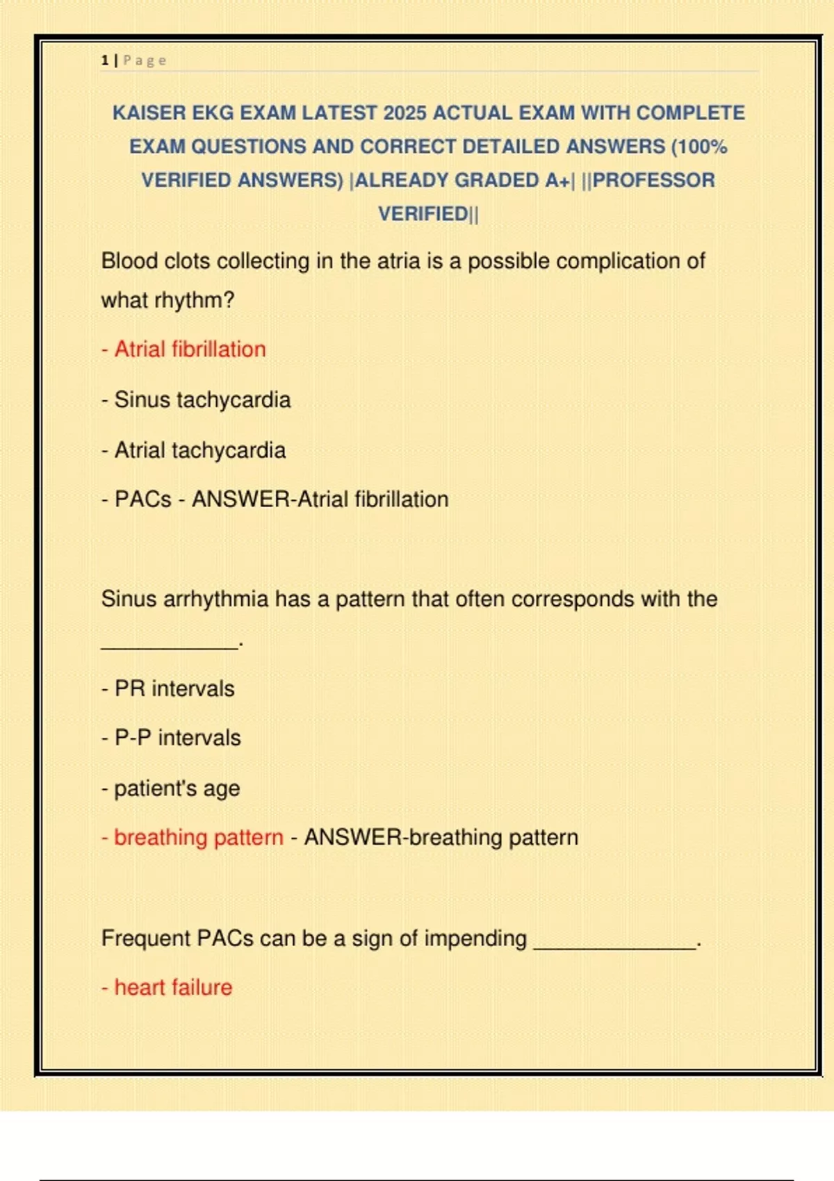 KAISER EKG EXAM LATEST 2025 ACTUAL EXAM WITH COMPLETE EXAM QUESTIONS ...