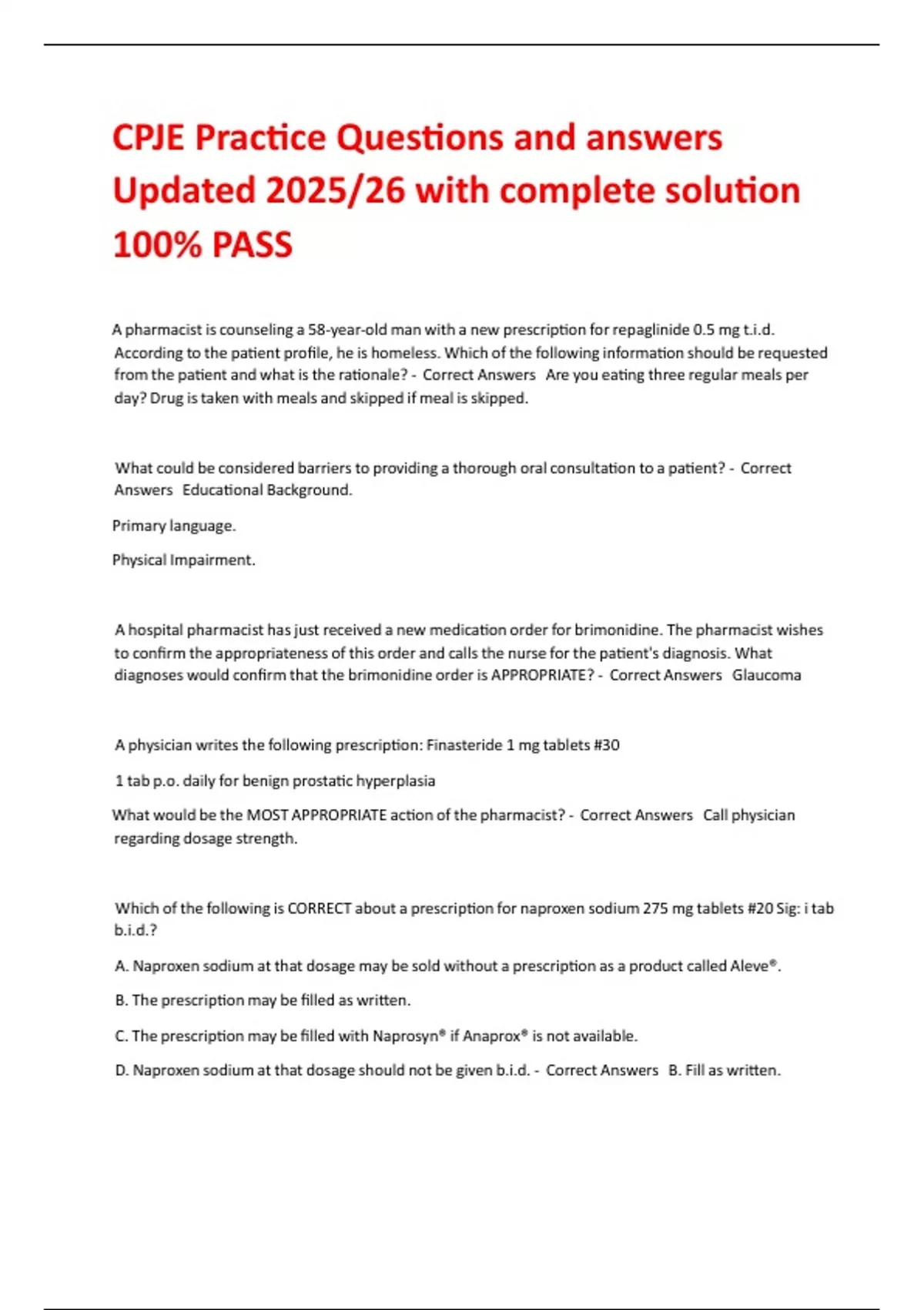 CPJE Practice Questions and answers Updated 2025/26 with complete ...