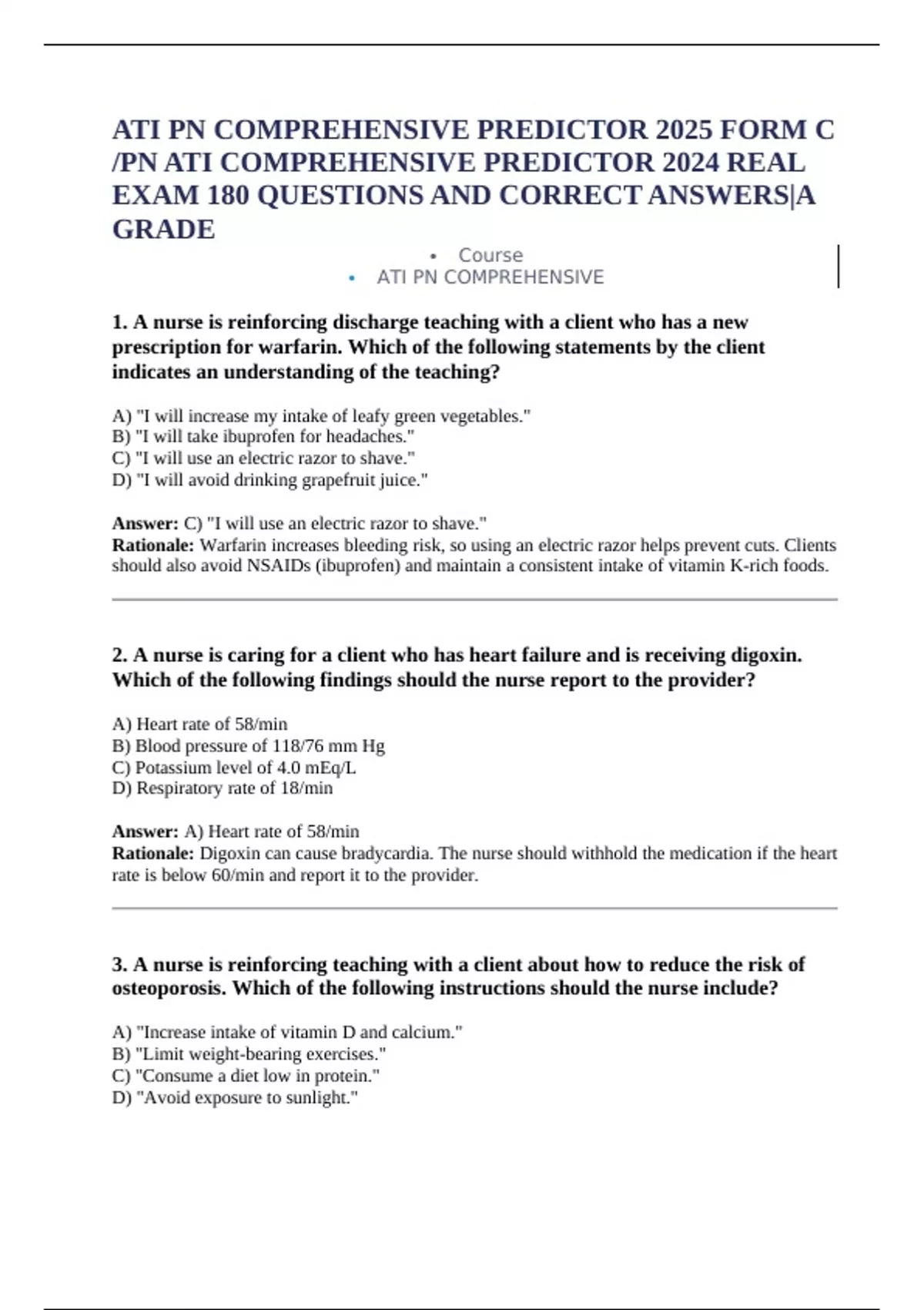 ATI PN COMPREHENSIVE PREDICTOR 2025 FORM C /PN ATI COMPREHENSIVE ...