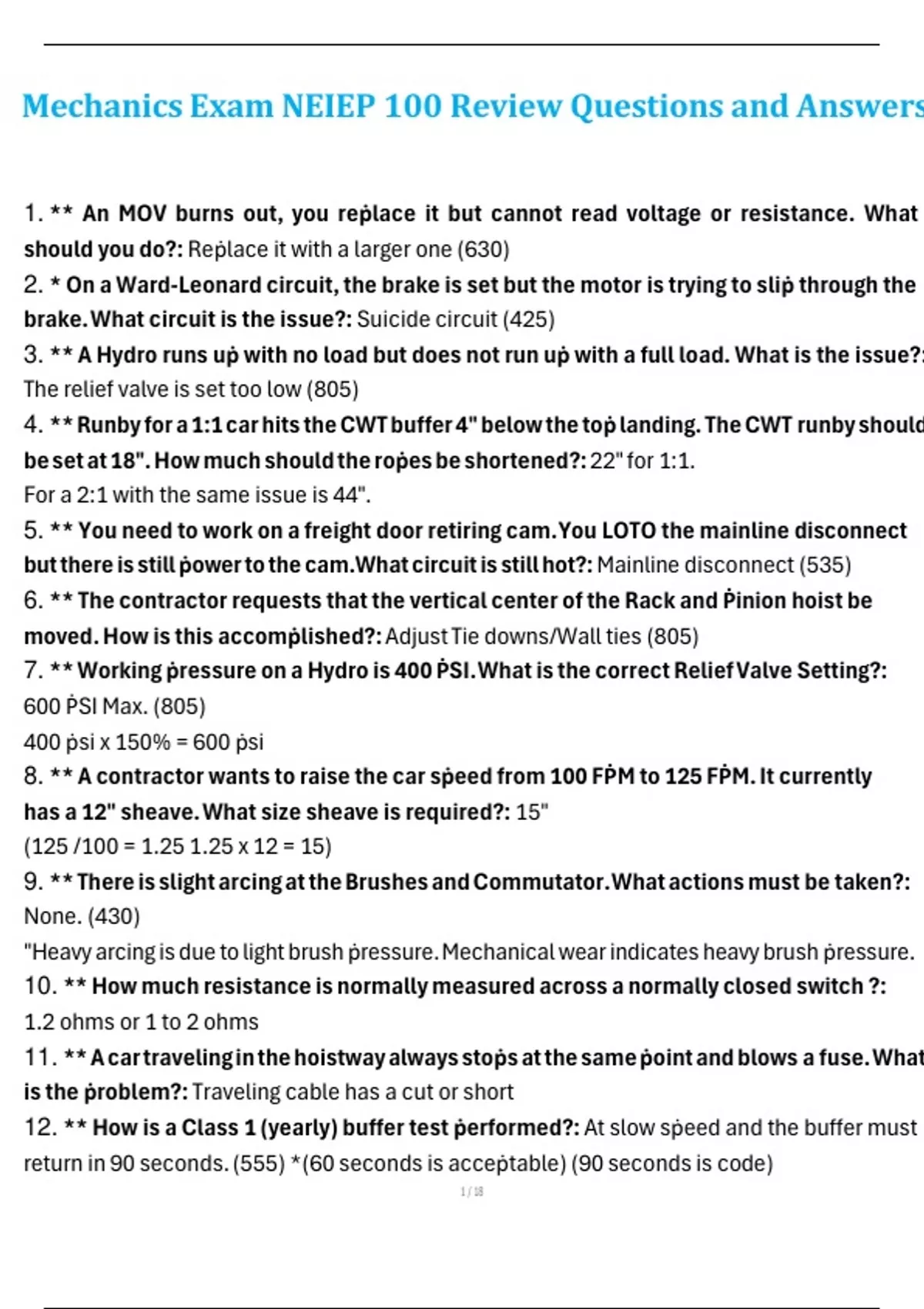 Mechanics Exam NEIEP 100 Review Questions and Answers - NEIEP 100 ...