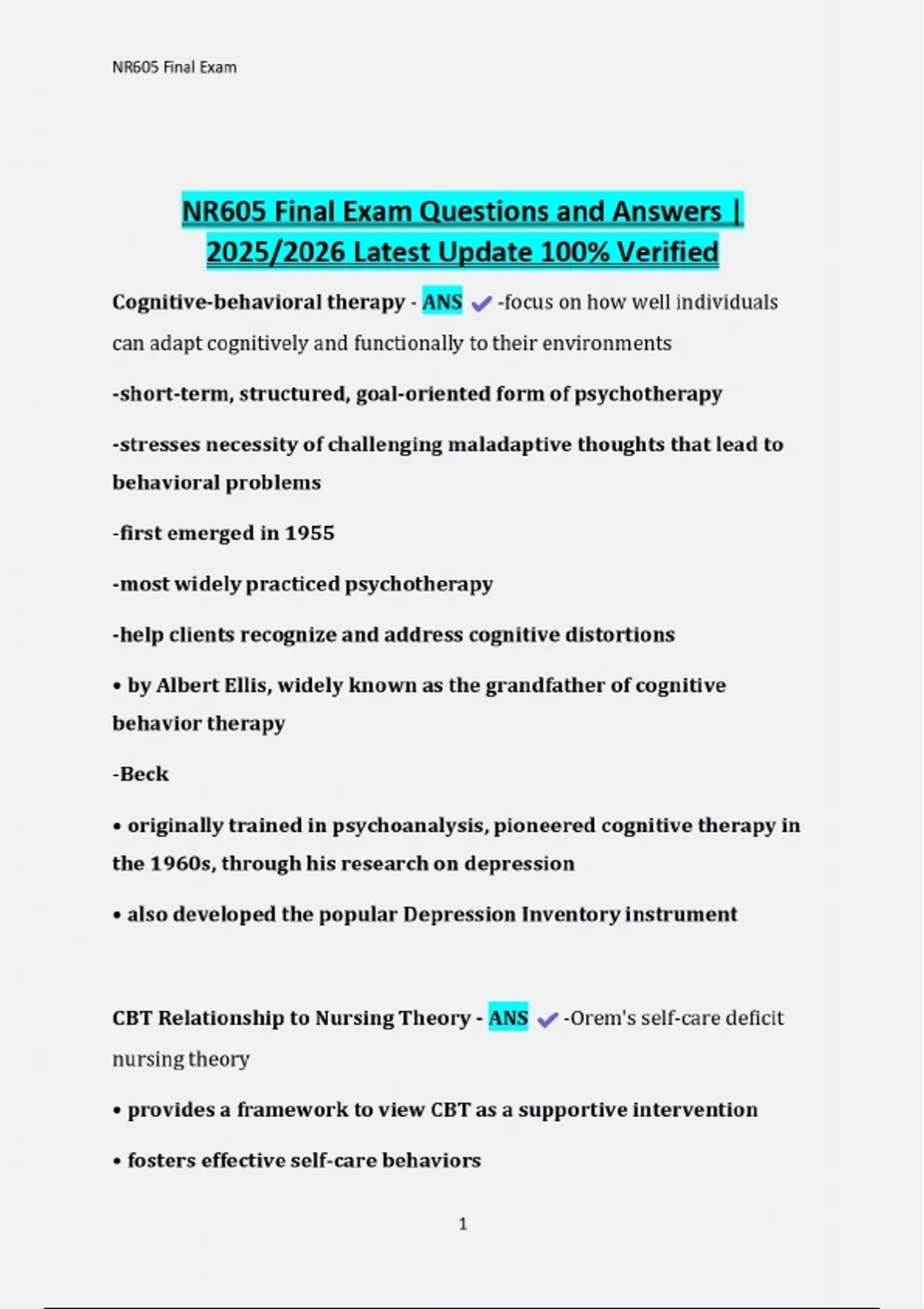NR605 Final Exam Questions and Answers | 2025/2026 Latest Update 100% ...