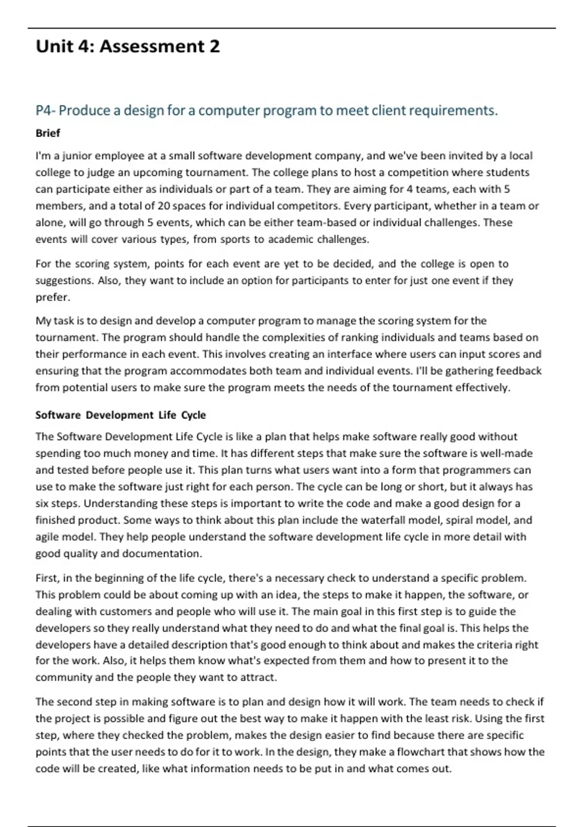 Unit 4 Programming (Assignment 2) Distinction Achieved. - Unit 4 - Programming - Stuvia UK