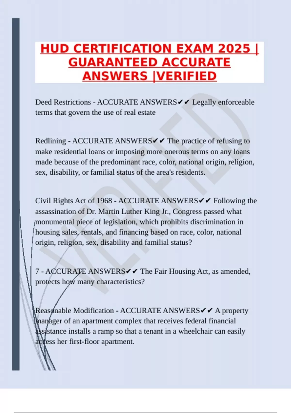 PACKAGE DEAL FOR THE HUD EXAMS SET |GUARANTEED ACCURATE ANSWERS ...