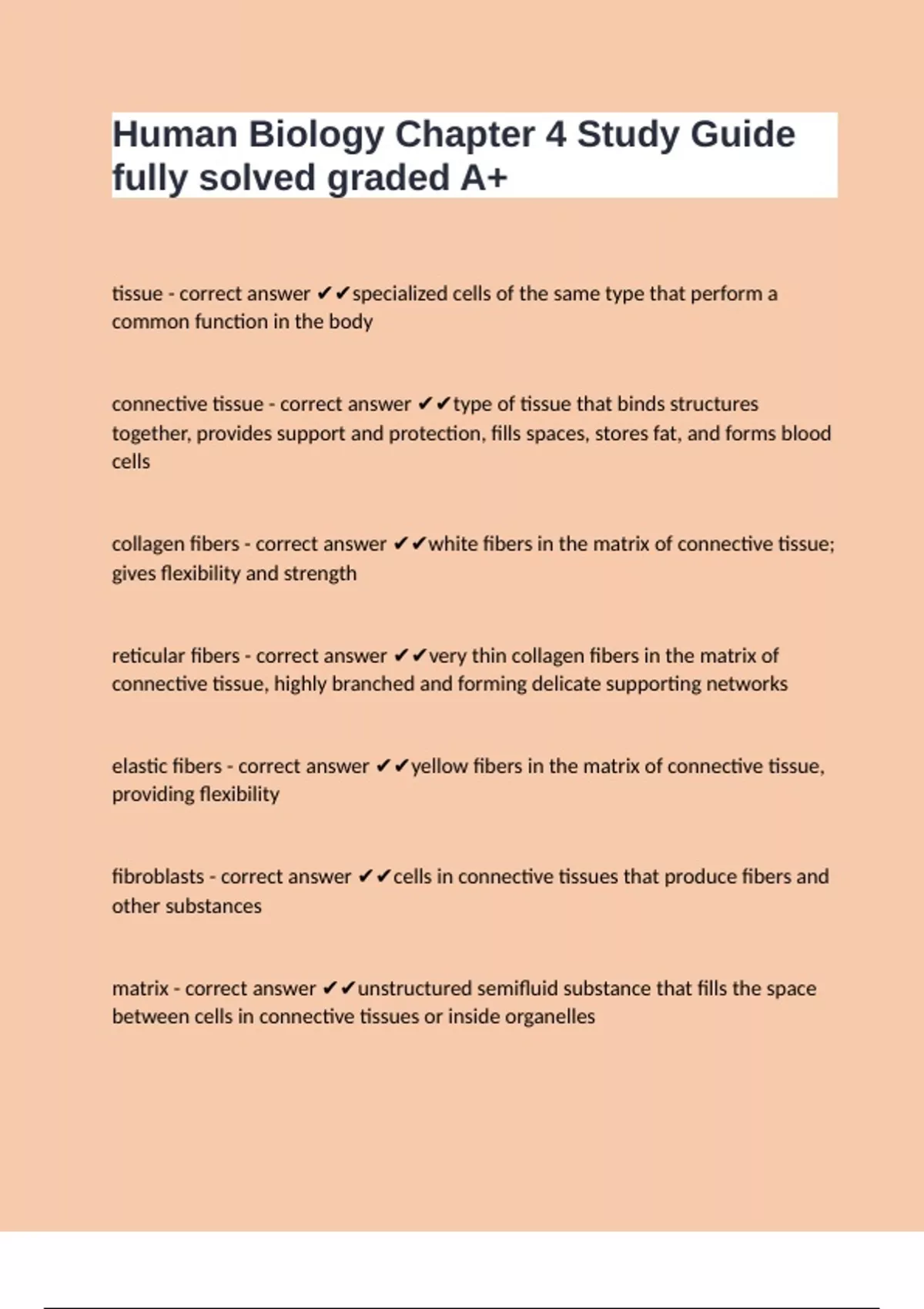 Human Biology Chapter 4 Study Guide fully solved graded A+ - Human ...