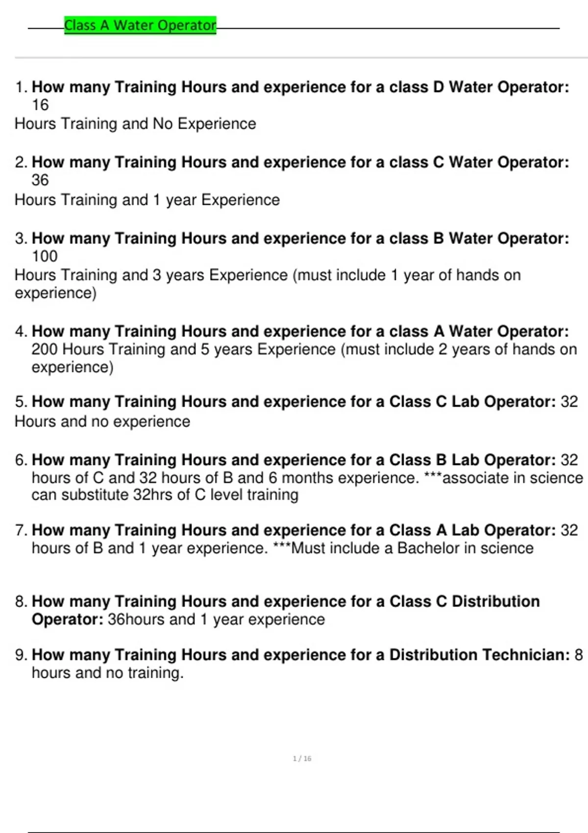 2024 class a water operator exam with correct answers - TCEQ Class C ...