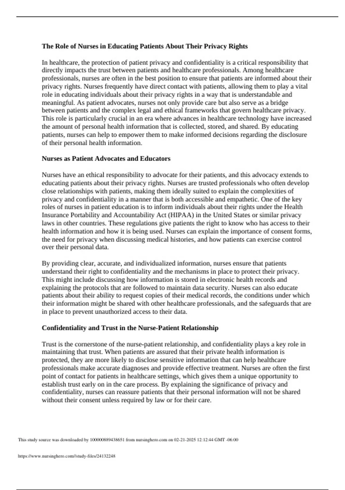 The Role of Nurses in Educating Patients About Their Privacy Rights ...