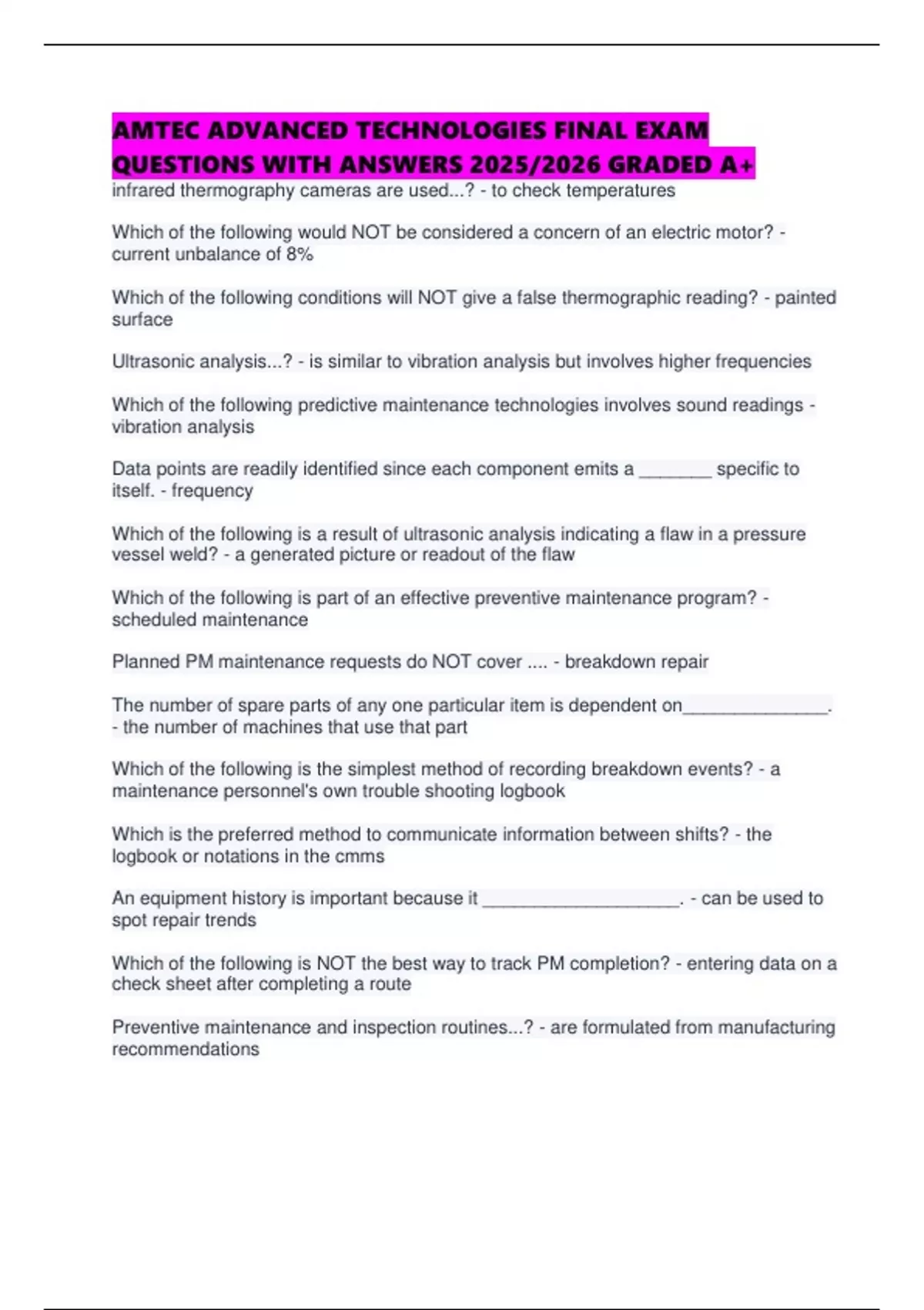 AMTEC ADVANCED TECHNOLOGIES FINAL EXAM QUESTIONS WITH ANSWERS 2025/2026 ...
