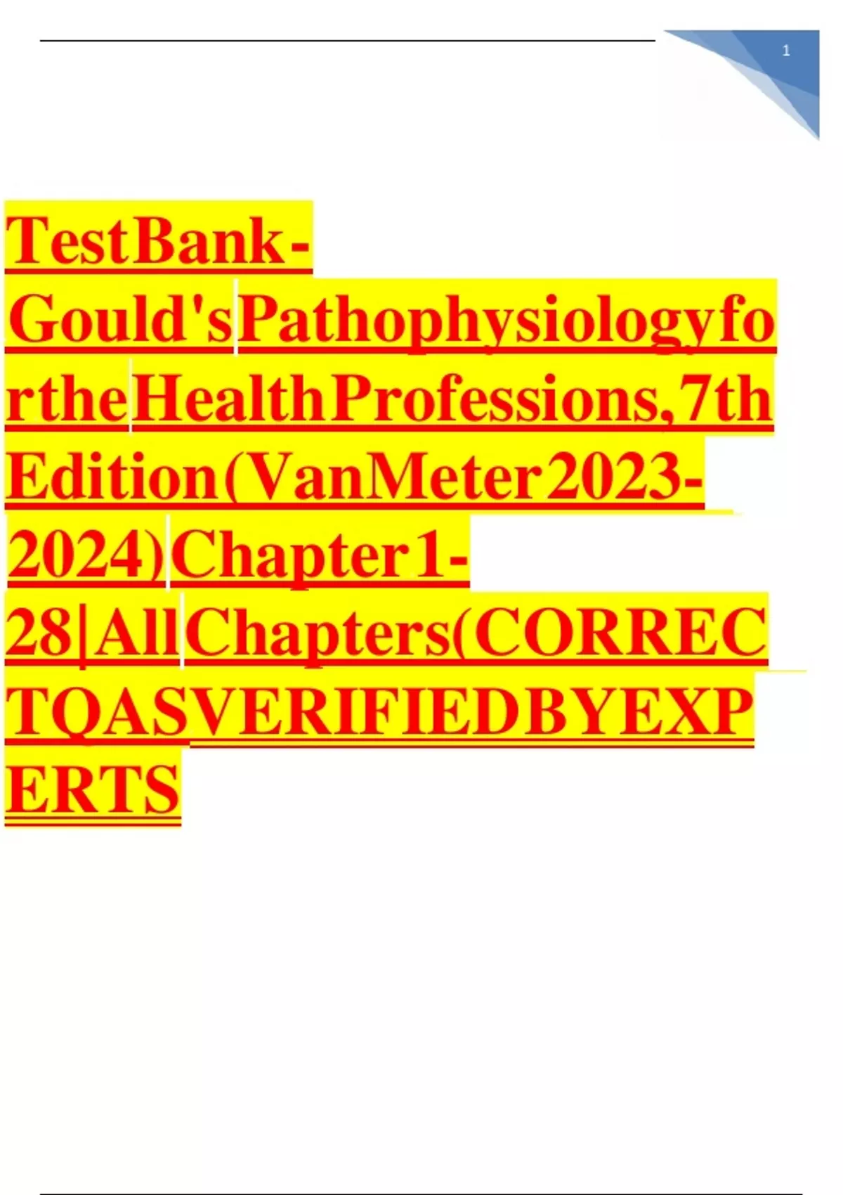 Gould's Pathophysiology for the Health Professions 7th Edition Test ...
