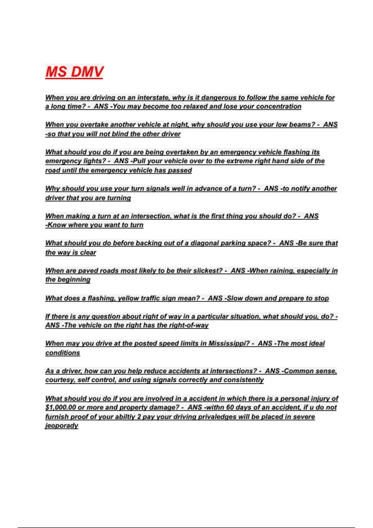 MS DMV EXAM QUESTIONS WITH CORRECT ANSWERS 2025/2026( A+ GRADED 100% ...