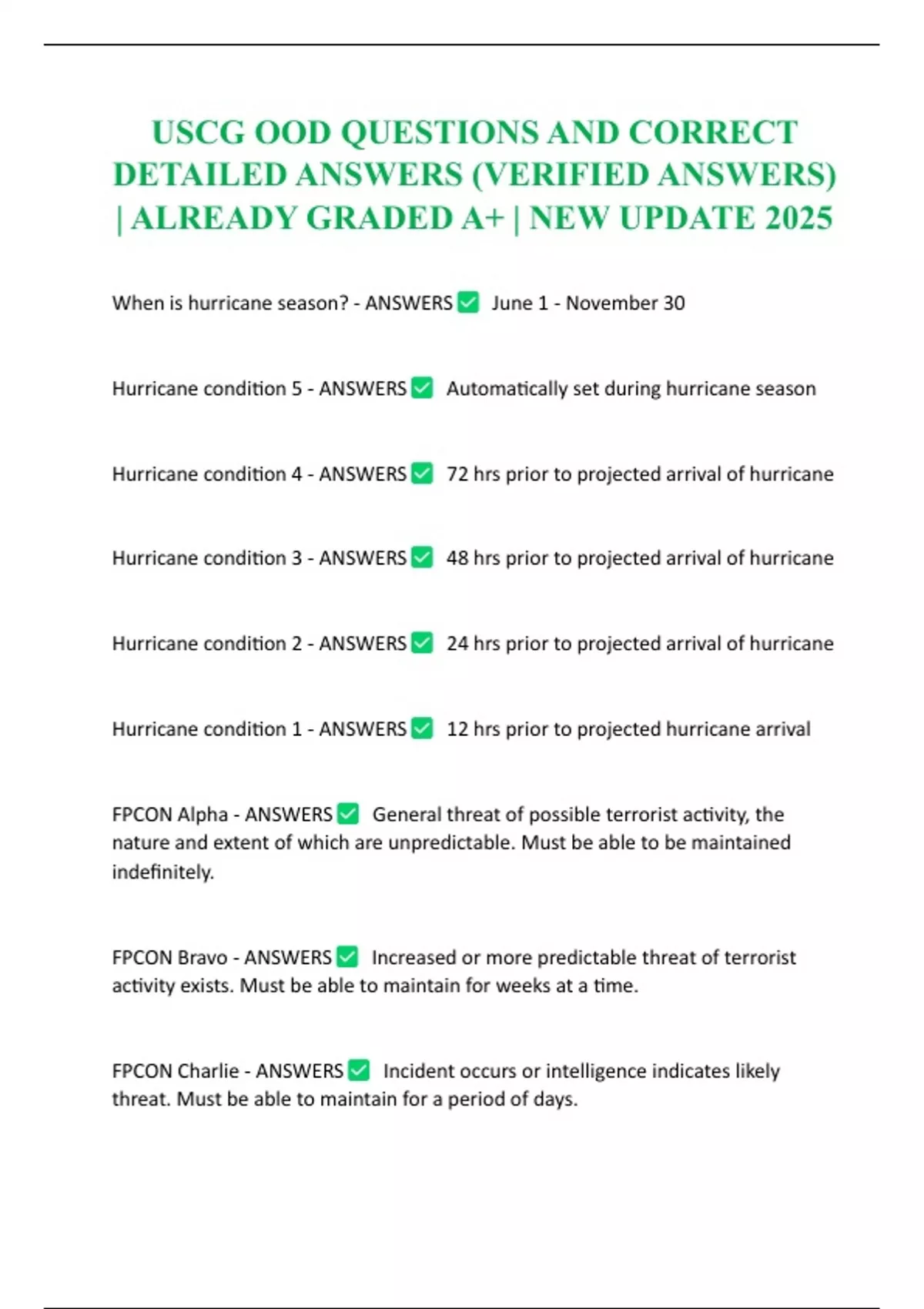 USCG OOD QUESTIONS AND CORRECT DETAILED ANSWERS (VERIFIED ANSWERS ...