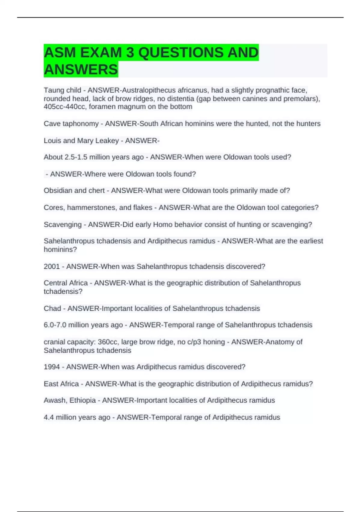 ASM EXAM 3 QUESTIONS AND ANSWERS - ASM - Stuvia US