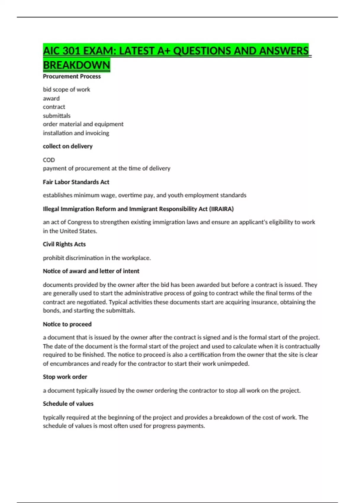 AIC 301 EXAM: LATEST A+ QUESTIONS AND ANSWERS BREAKDOWN - AIC 301 ...