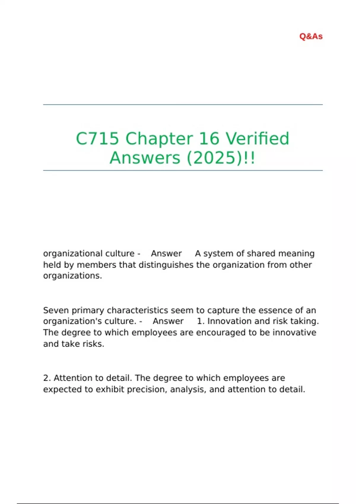 C715 Chapter 16 Verified Answers (2025)!! - C715 - Stuvia US