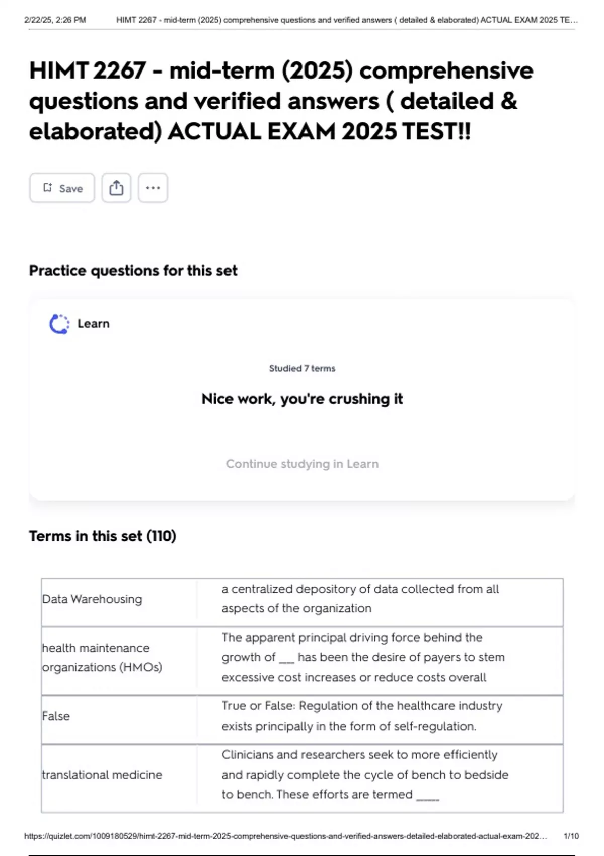 HIMT 2267 - mid-term (2025) comprehensive questions and verified answers ( detailed & elaborated ...