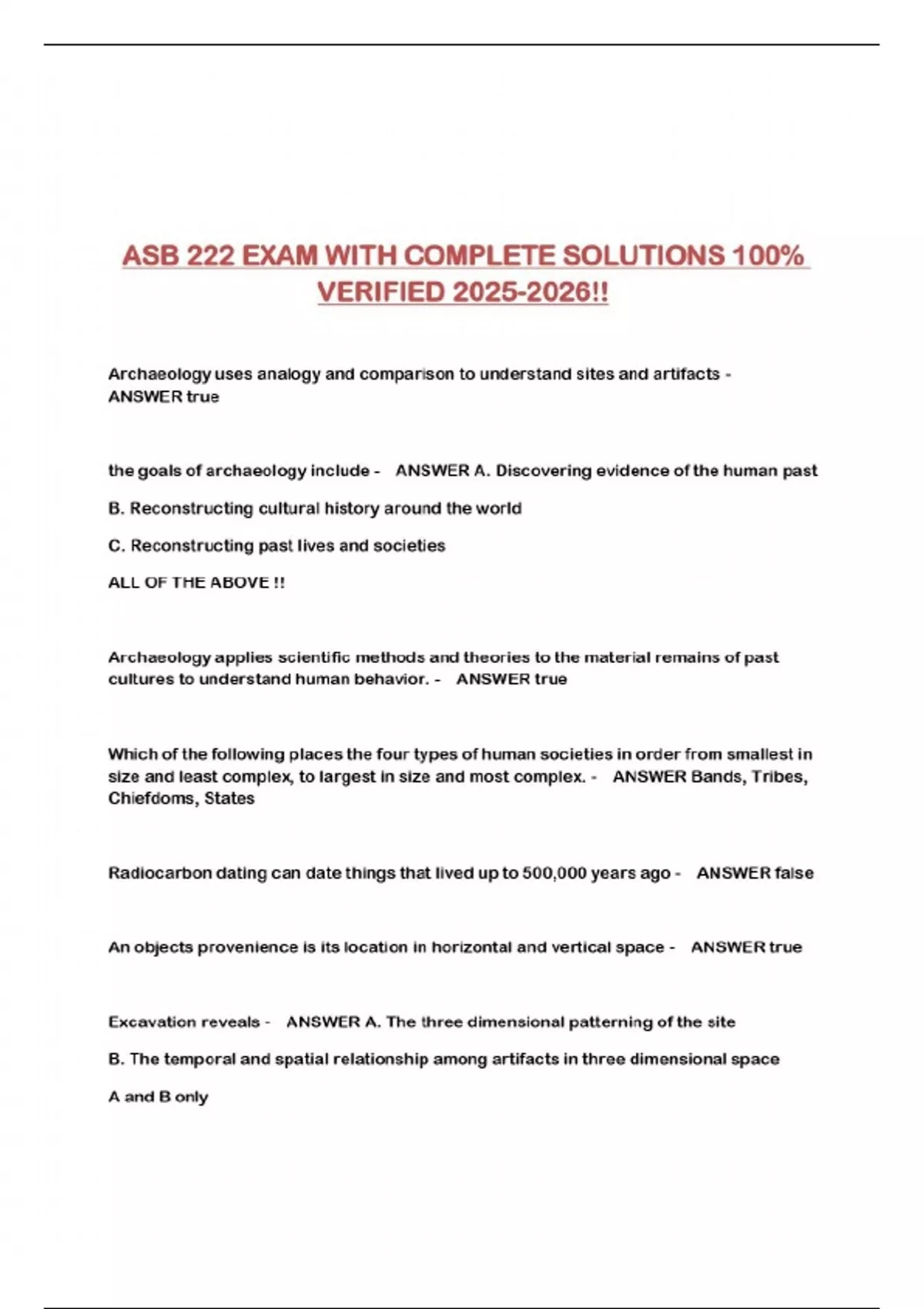 ASB 222 EXAM WITH COMPLETE SOLUTIONS 100% VERIFIED !! - ASB 222 - Stuvia US