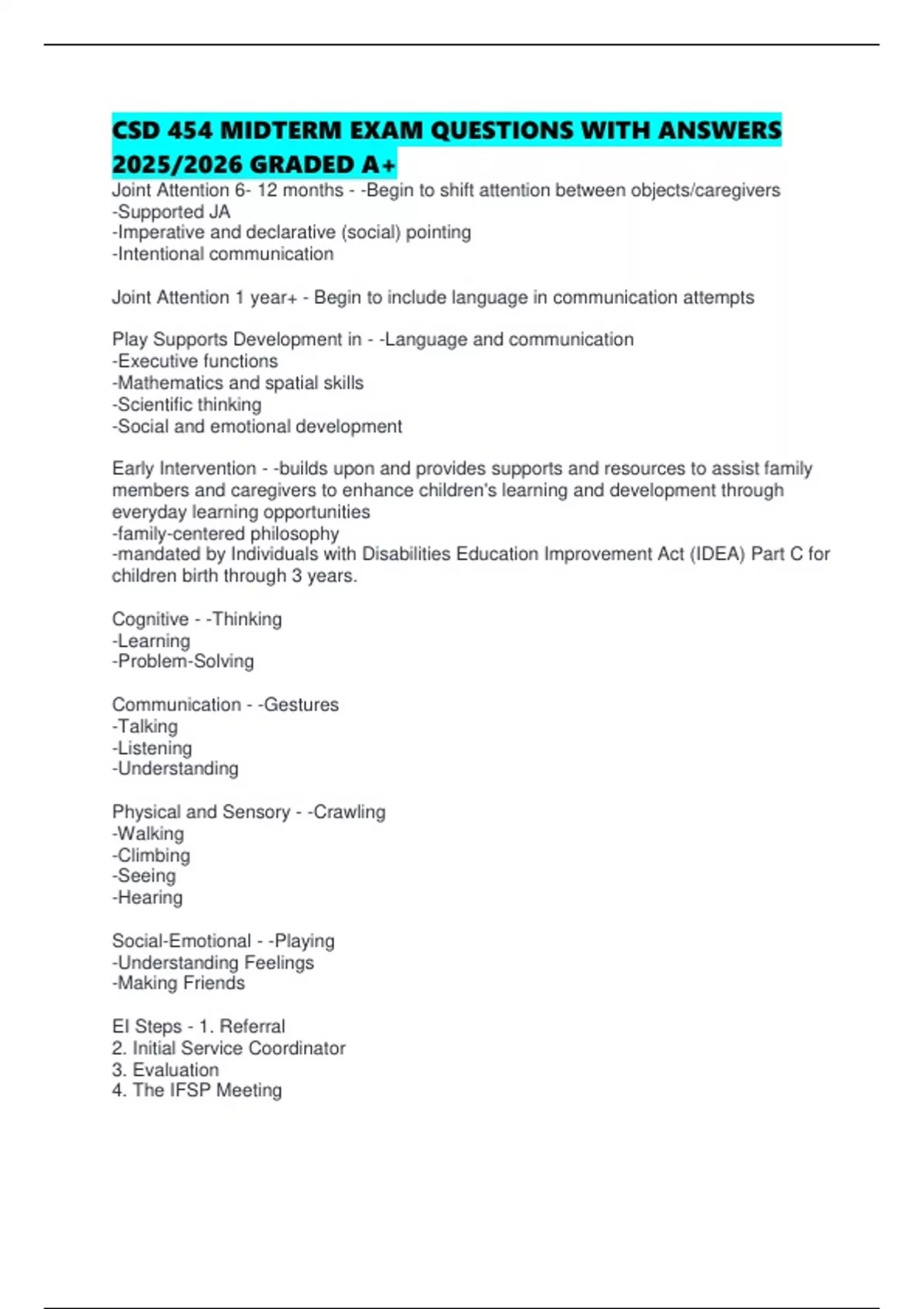 CSD 454 MIDTERM EXAM QUESTIONS WITH ANSWERS 2025/2026 GRADED A+ - CSD ...