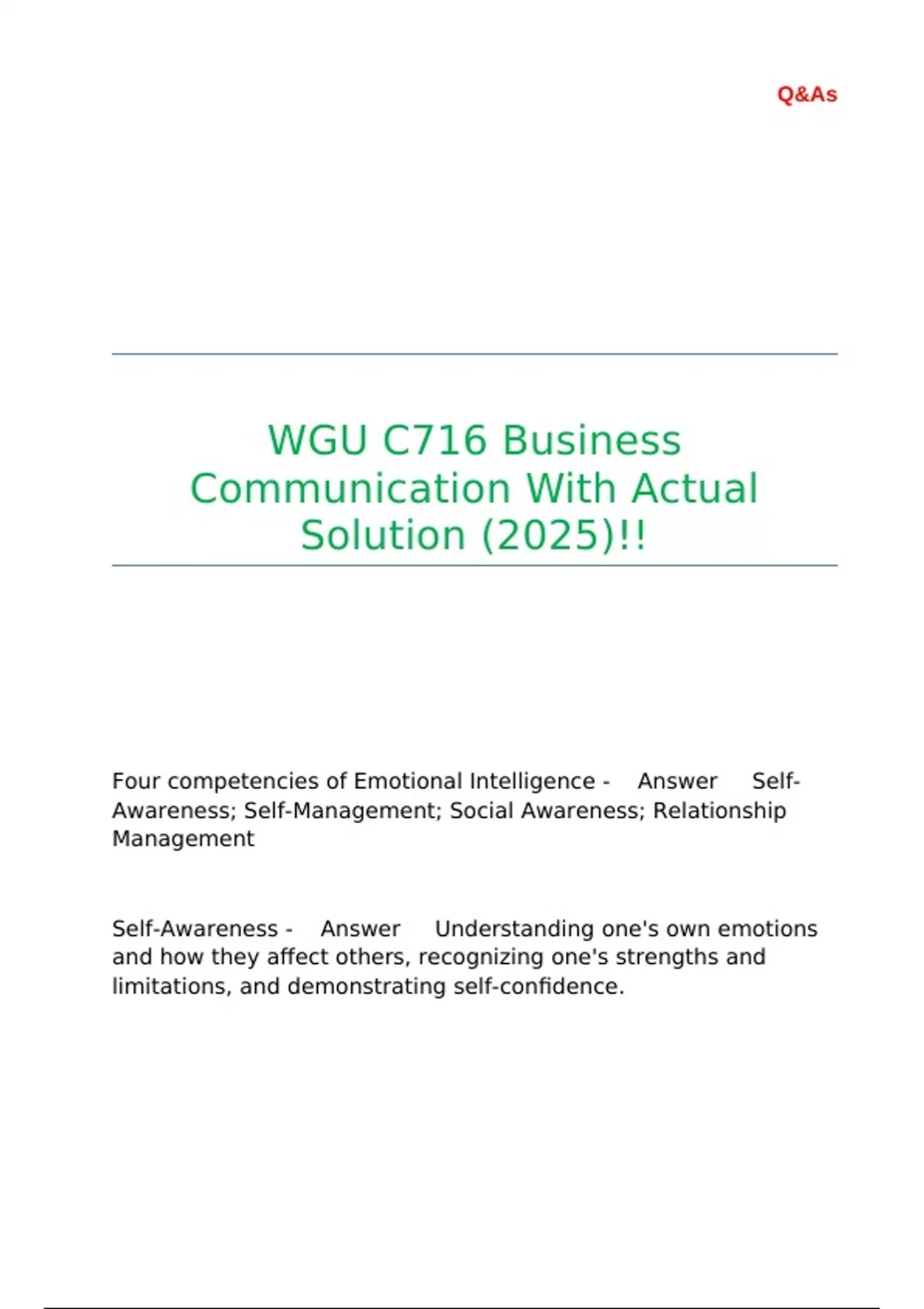 WGU C716 Business Communication With Actual Solution (2025)!! - WGU ...