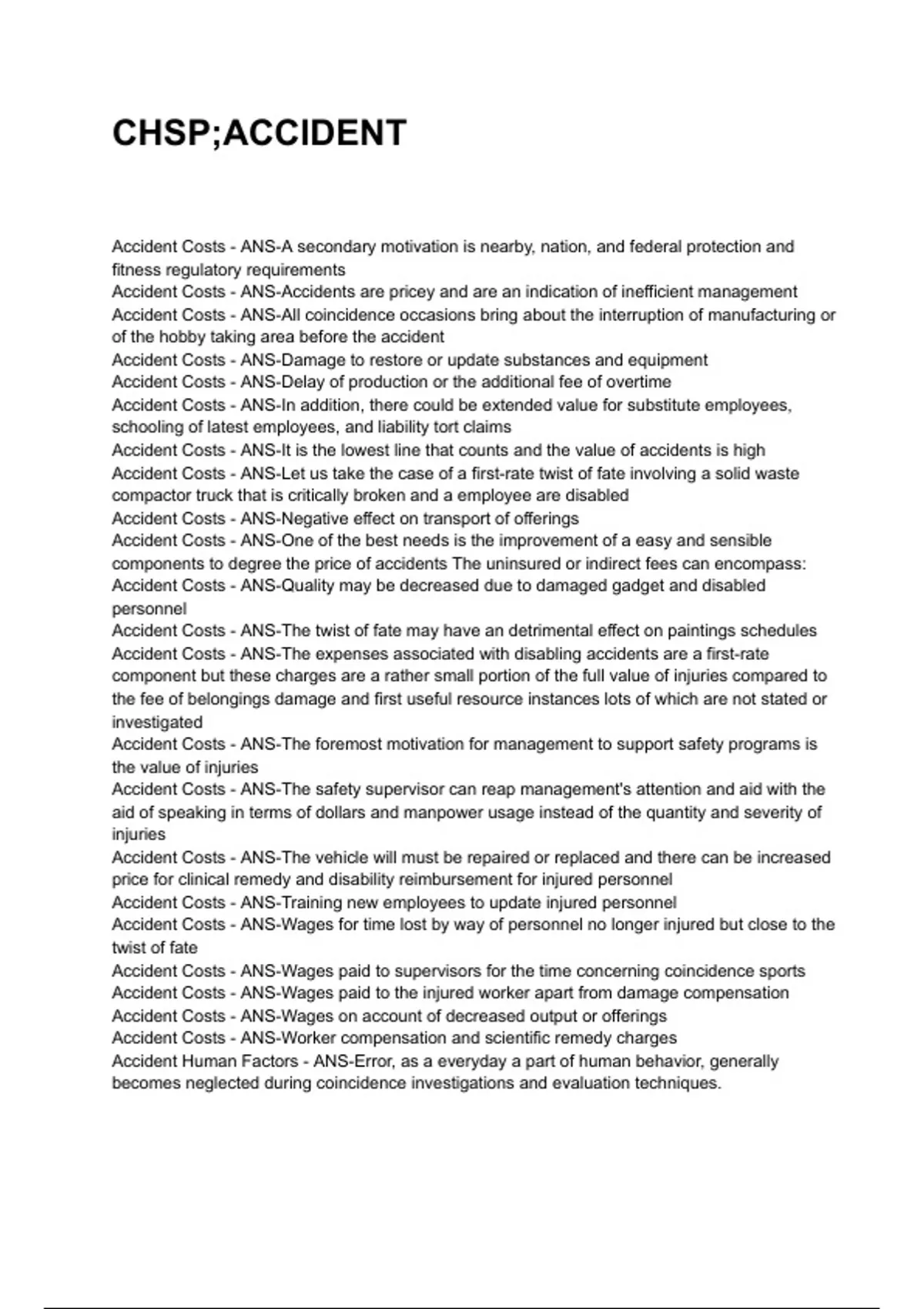 CHSP;ACCIDENT New Update 2025/2026) ||Questions and Verified Answers ...