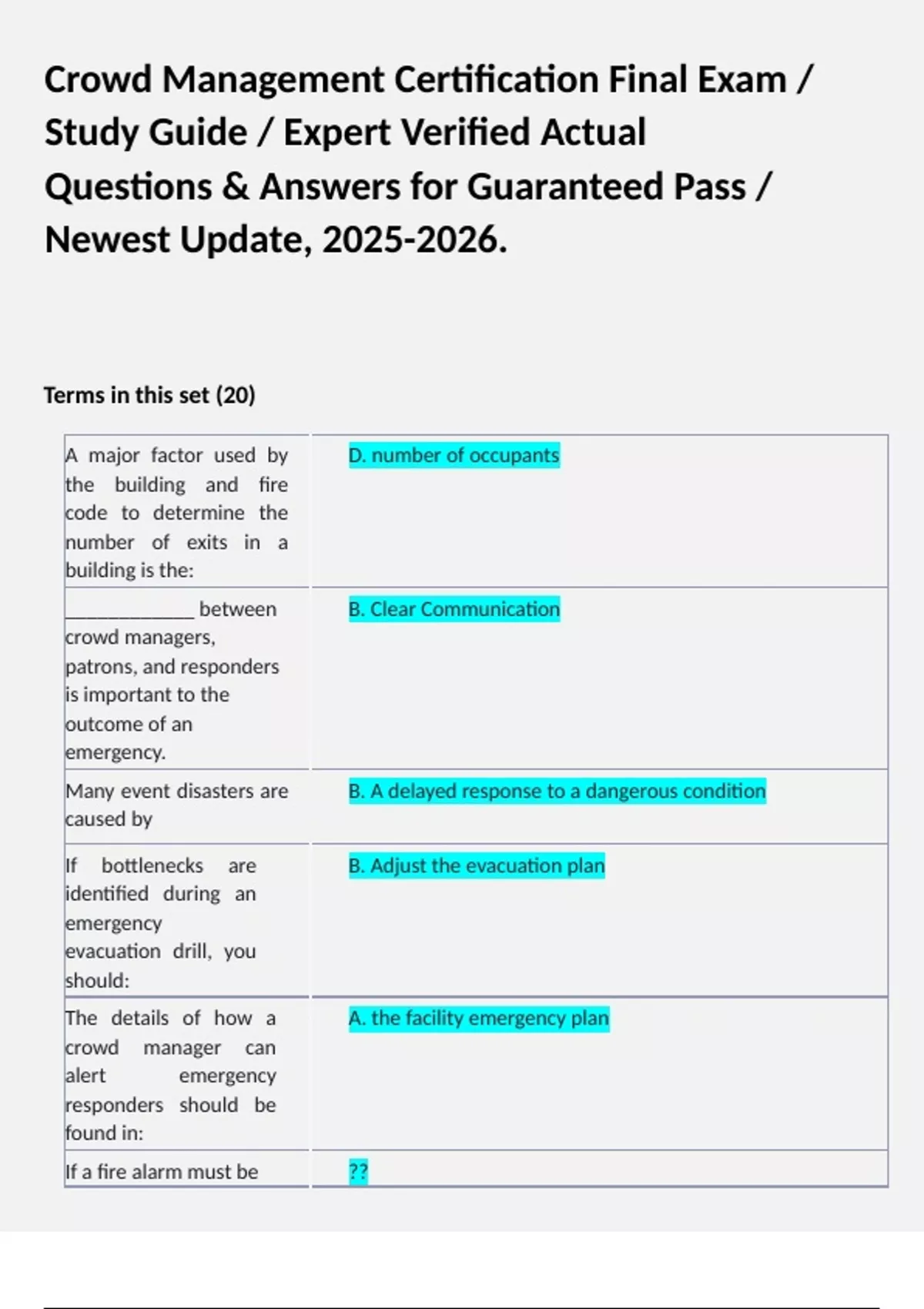 Crowd Management Certification Final Exam / Study Guide / Expert ...