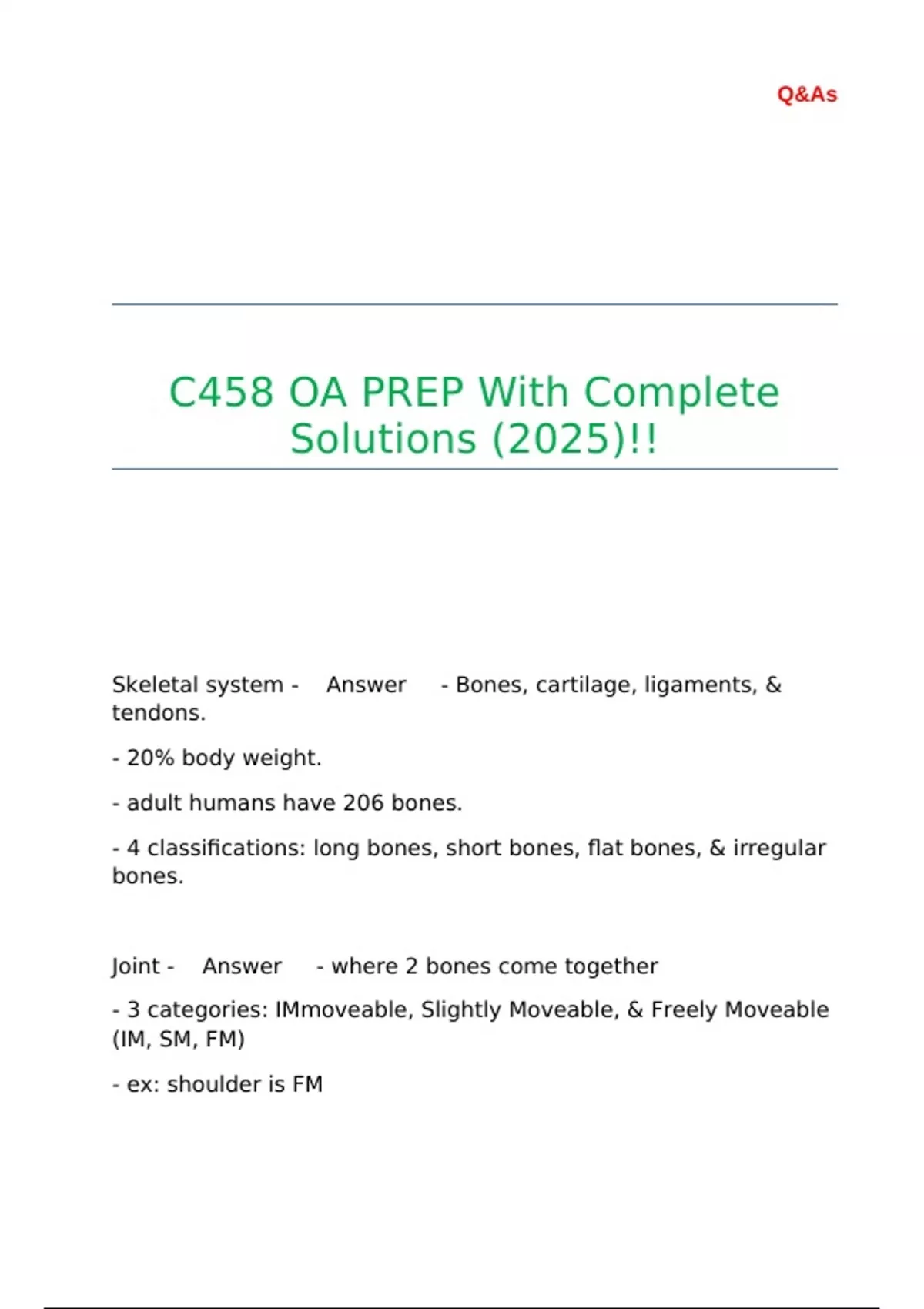 C458 OA PREP With Complete Solutions (2025)!! - C458 - Stuvia US