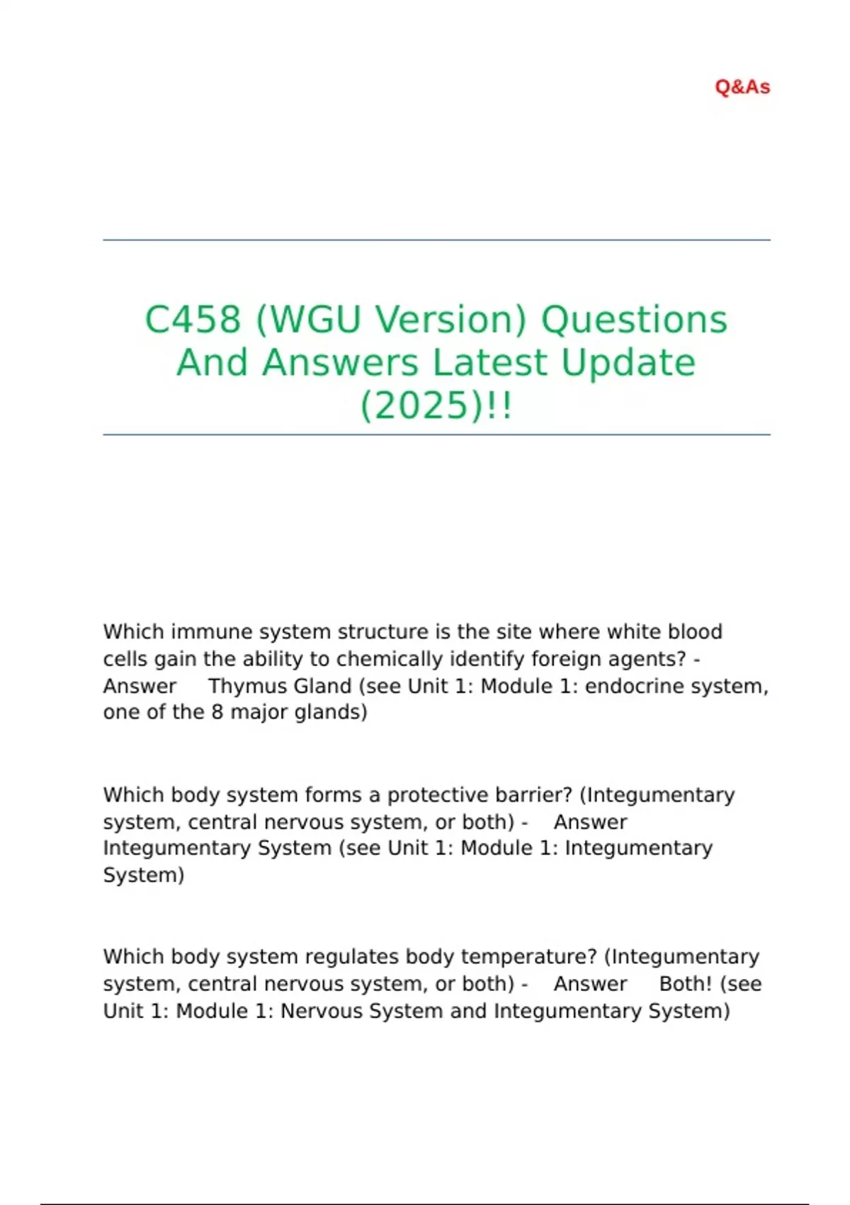 C458 (WGU Version) Questions And Answers Latest Update (2025)!! - C458 ...