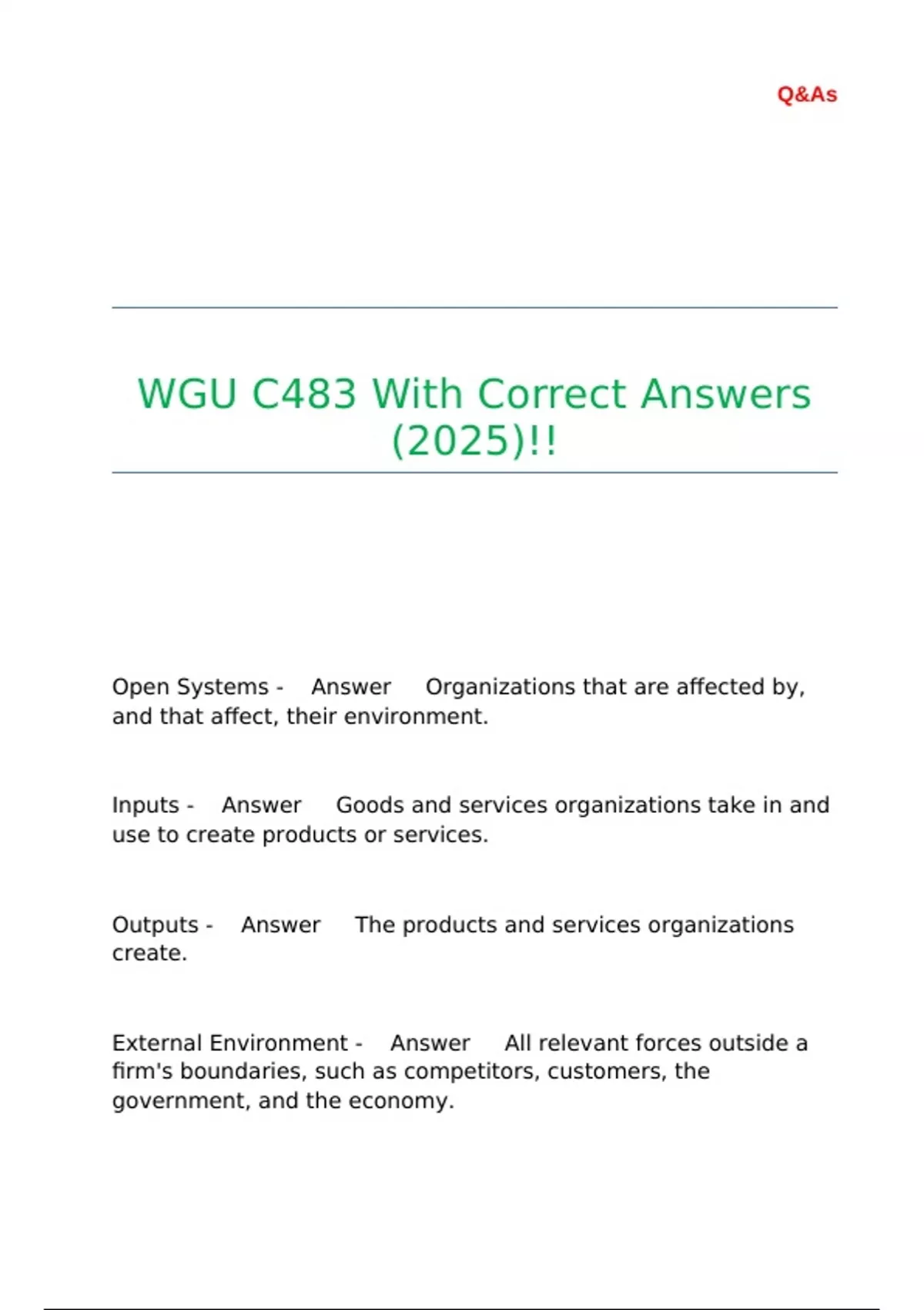 WGU C483 With Correct Answers (2025)!! - C483 - Stuvia US