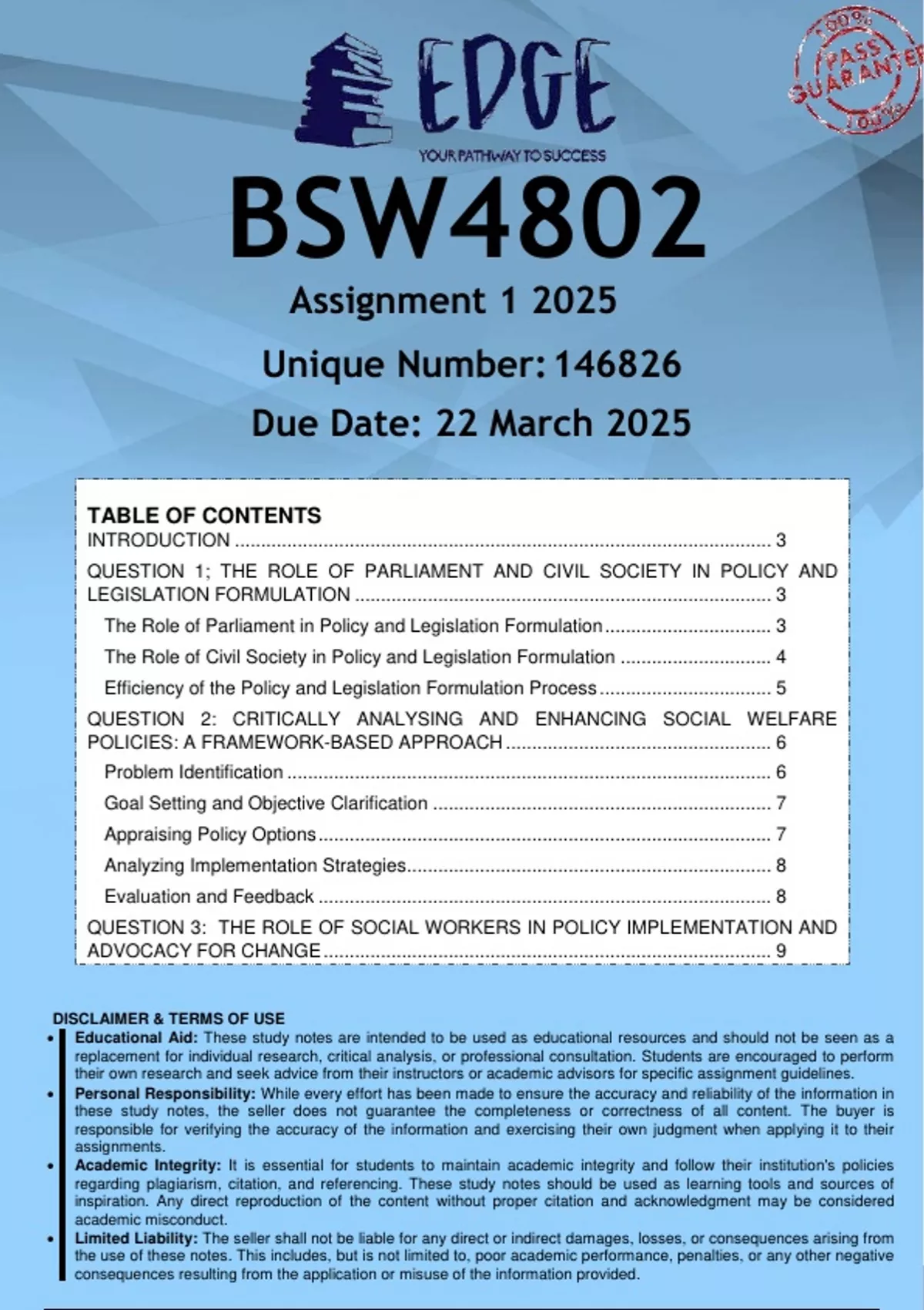 BSW4802 Assignment 1 (ANSWERS) 2025 - DISTINCTION GUARANTEED - Integrated Service Delivery in ...