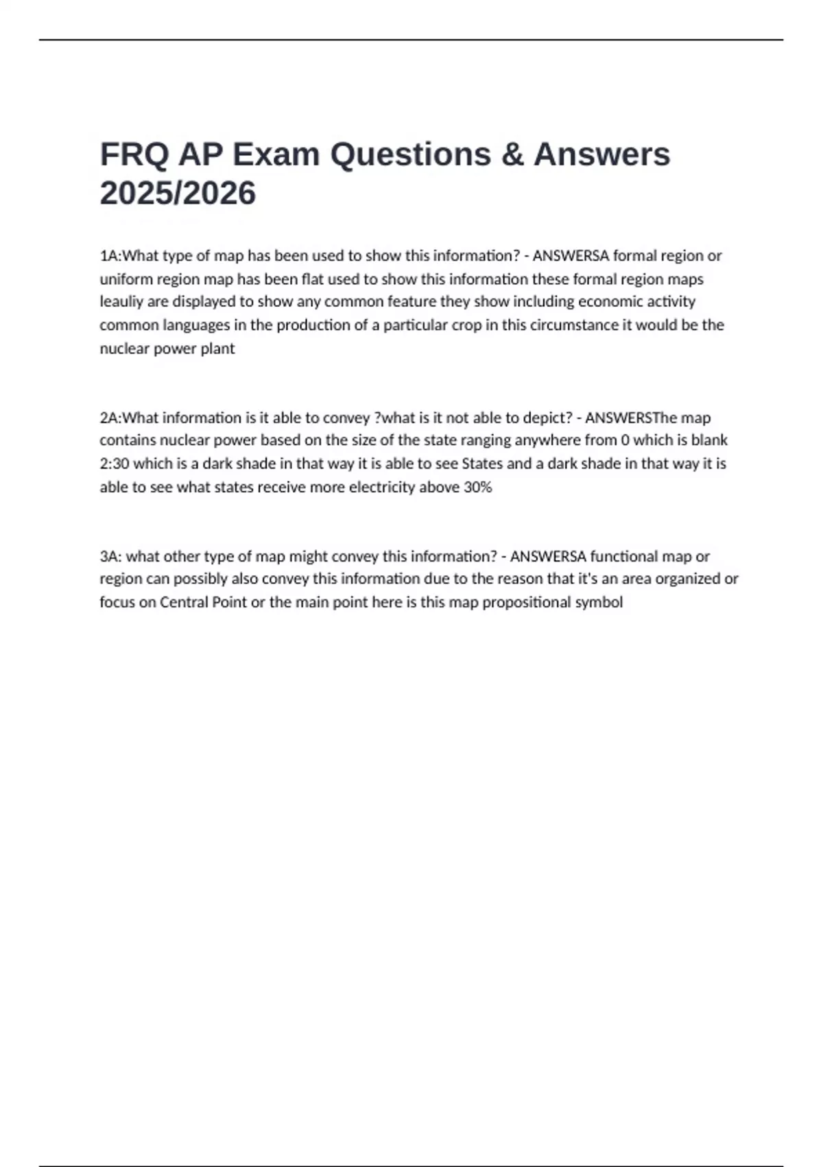 FRQ AP Exam Questions & Answers 2025/2026 - FRQ AP - Stuvia US