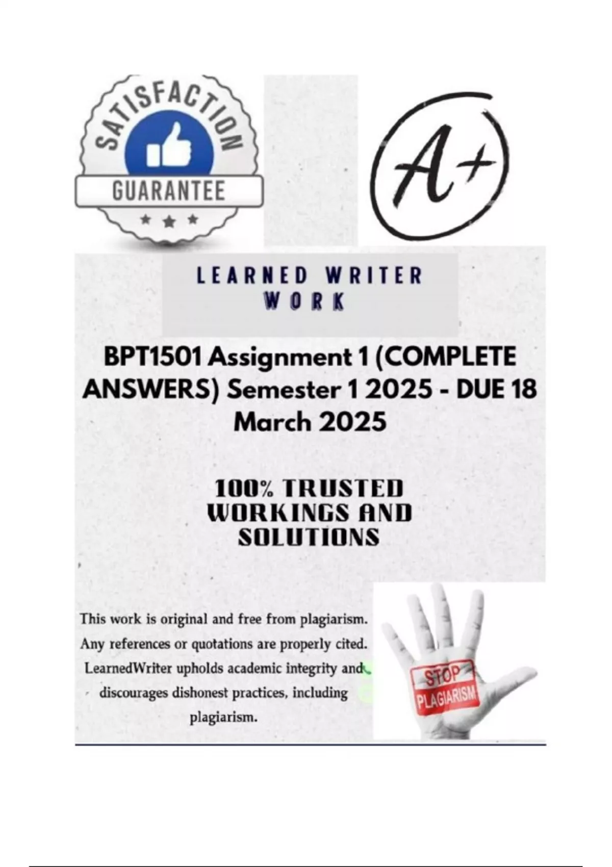 BPT1501 Assignment 1 (COMPLETE ANSWERS) Semester 1 2025 - DUE 18 March 2025; 100% TRUSTED ...